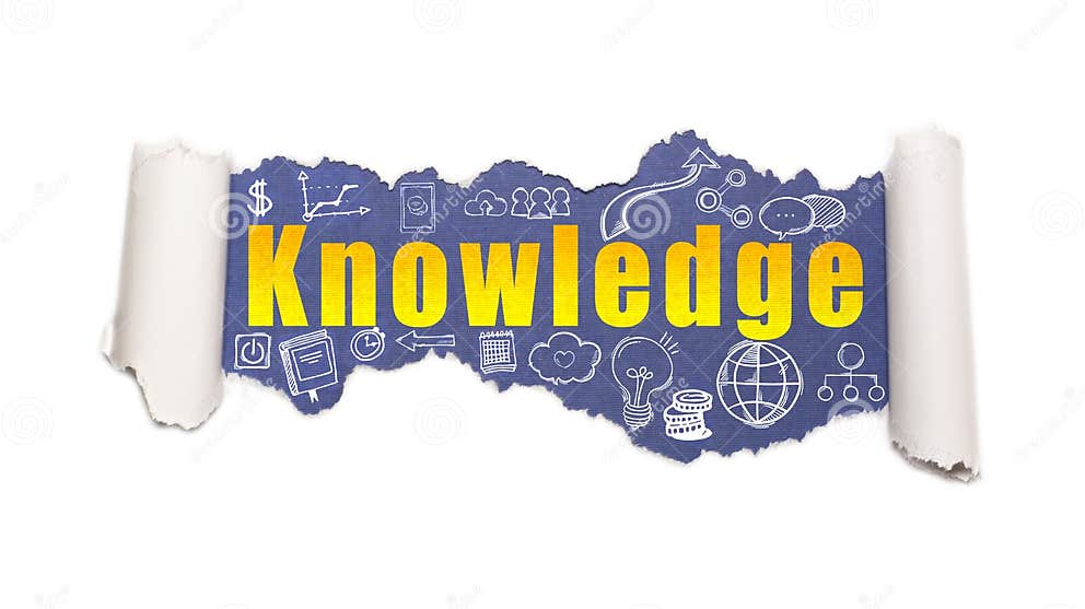 The Text Knowledge Behind Torn White Paper Stock Photo - Image of fact ...