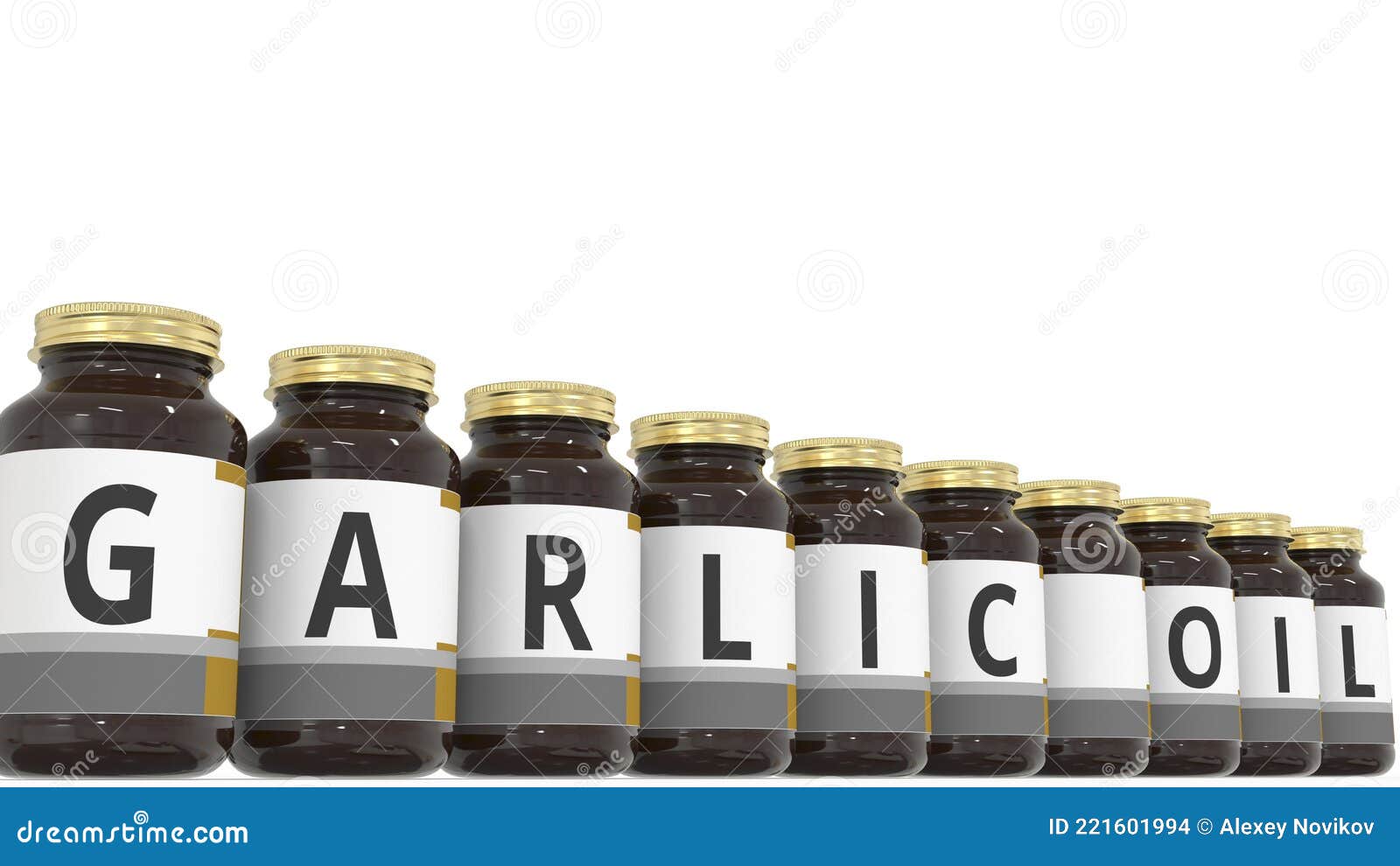 GARLIC OIL Text on Medical Bottles. 3d Rendering Stock Illustration ...