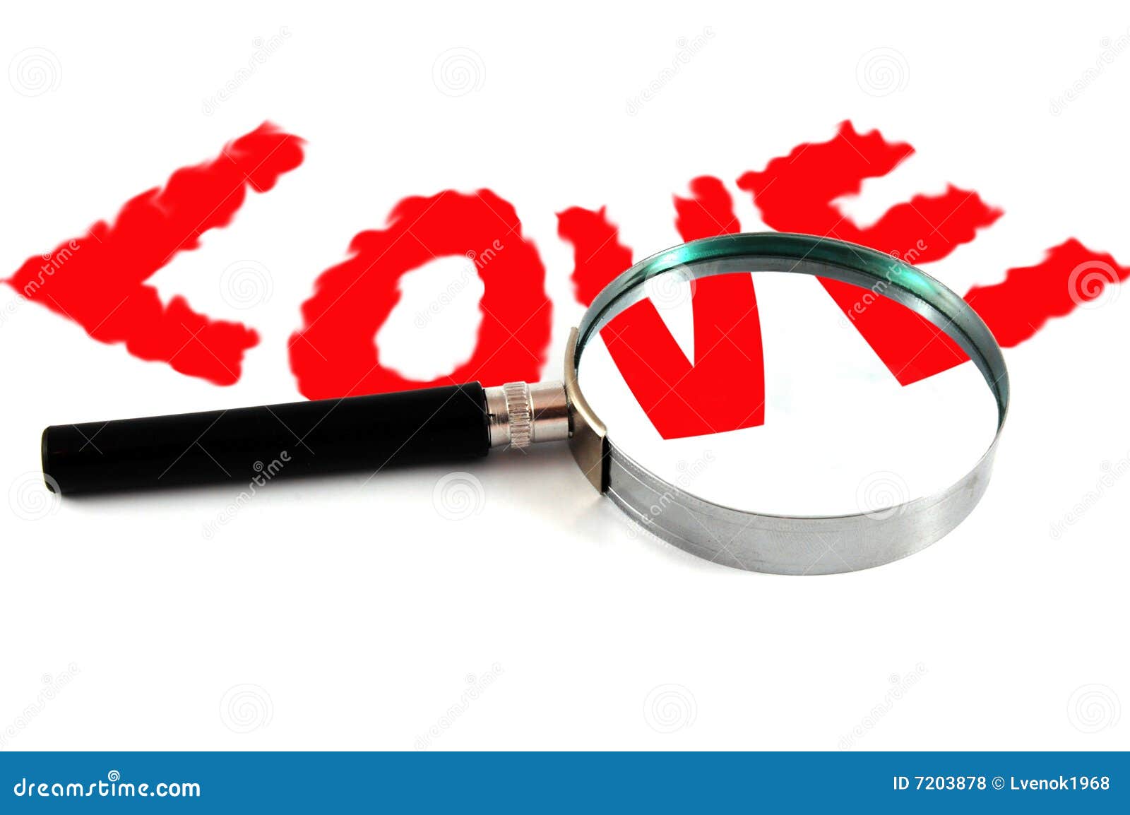 Text â€œLOVEâ€ and Magnifying Glass Stock Photo - Image of black, glass ...