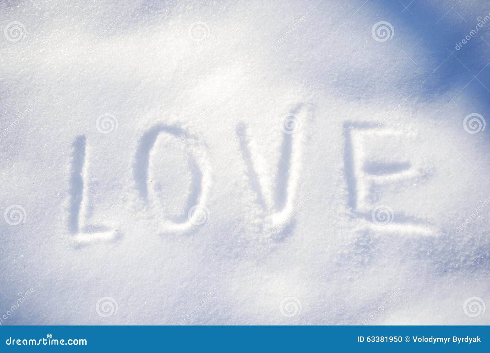 Text LOVE on the snow stock photo. Image of season, drawn - 63381950