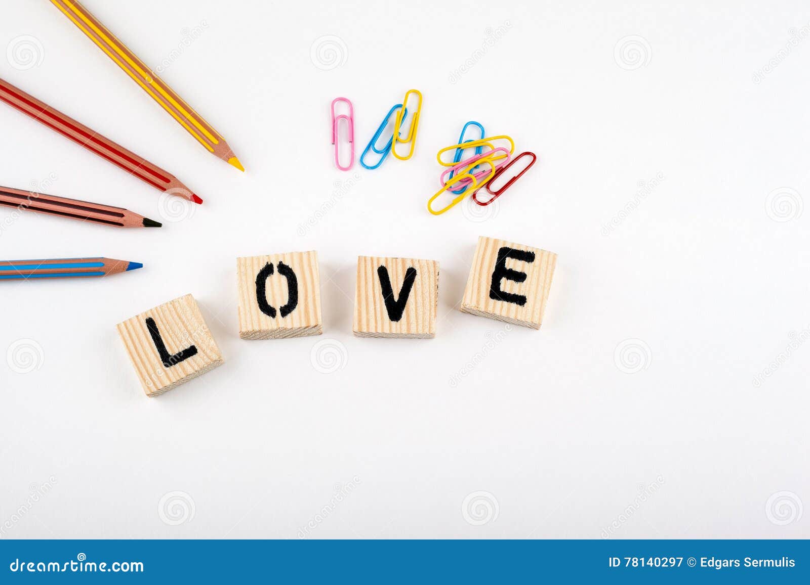 Text: Love from Wooden Letterson on White Office Desk Stock Image ...