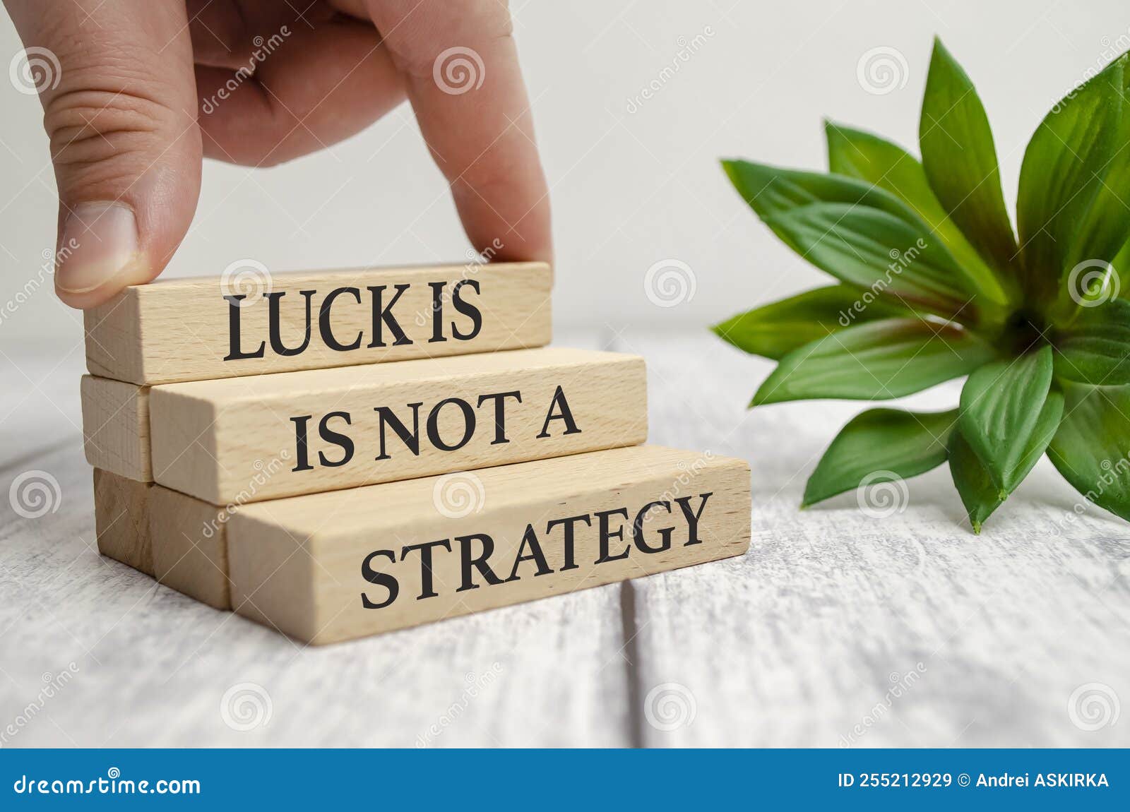The Text Luck is Not a Strategy on Wooden Ladder and Hands Stock Image ...