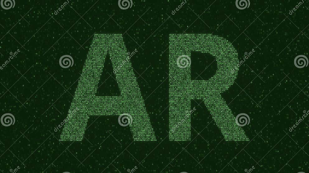 AR or Augmented Reality Text Made with Many Symbols on Computer Screen ...