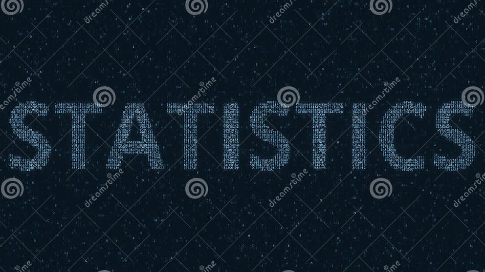 STATISTICS Text Made with Many Symbols on Computer Screen, 3d Rendering ...