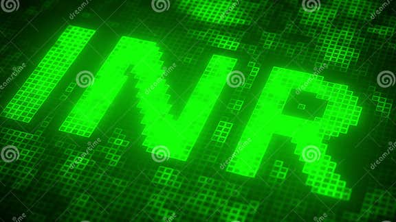 INR Text Made of Pixels on the Screen, 3D Rendering Stock Illustration ...
