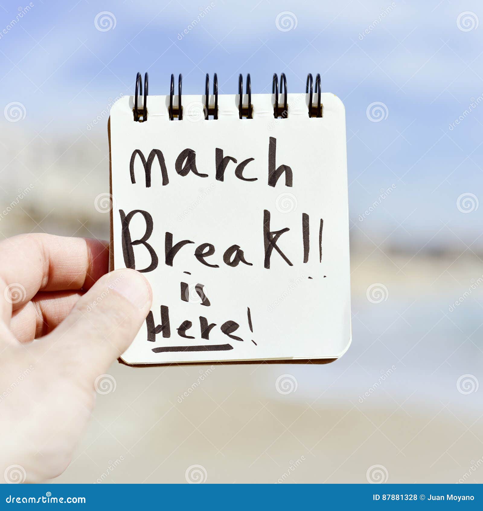 Text March Break is Here in a Notepad Stock Photo - Image of bathing ...