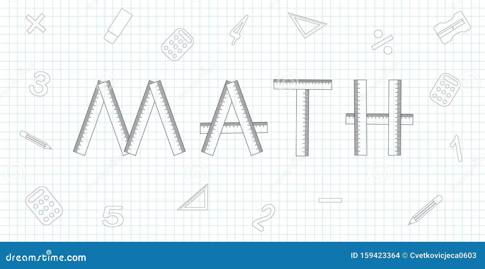 Text Math Composed of Rulers Vector. Math Background Illustration. Math ...