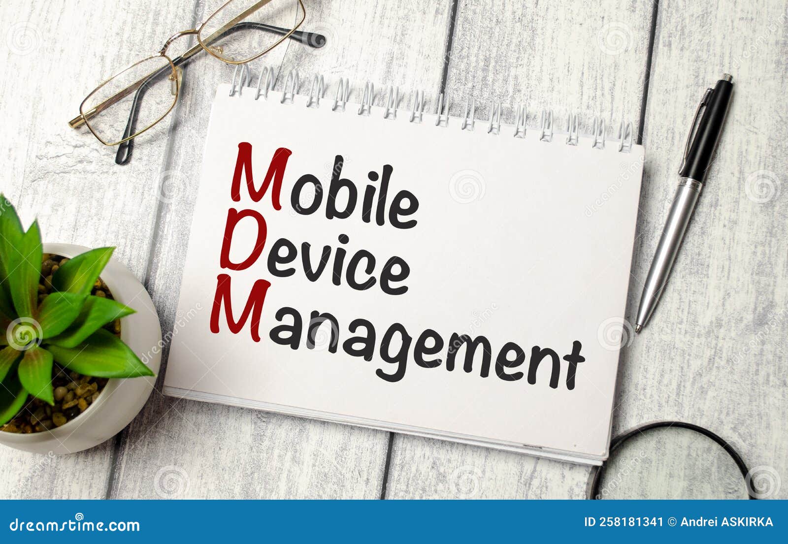 Text MDM As MOBILE DEVICE MANAGEMENT on Notebook Stock Image - Image of ...