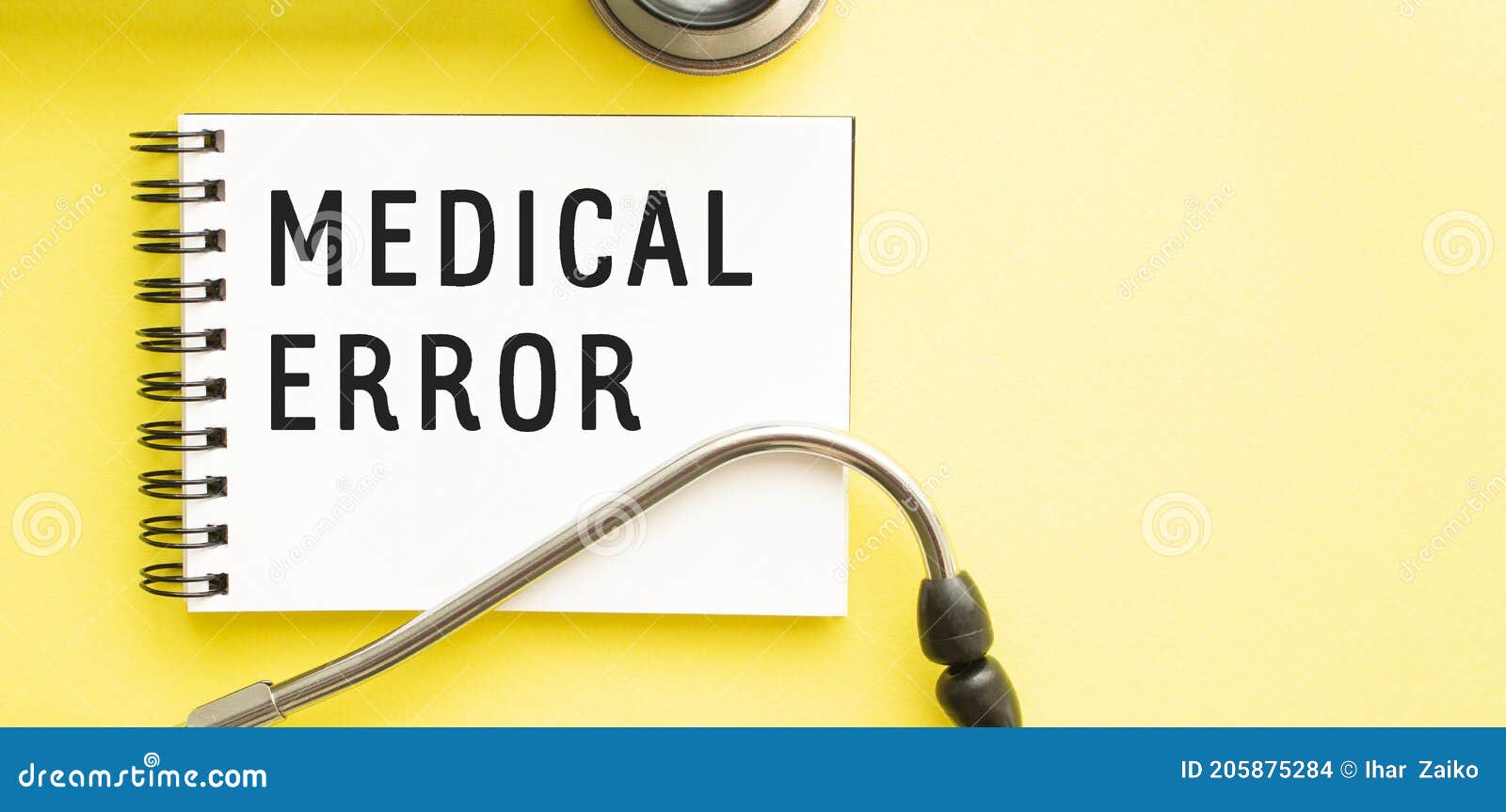 Text MEDICAL ERROR on Notebook with Stethoscope on Yellow Background ...