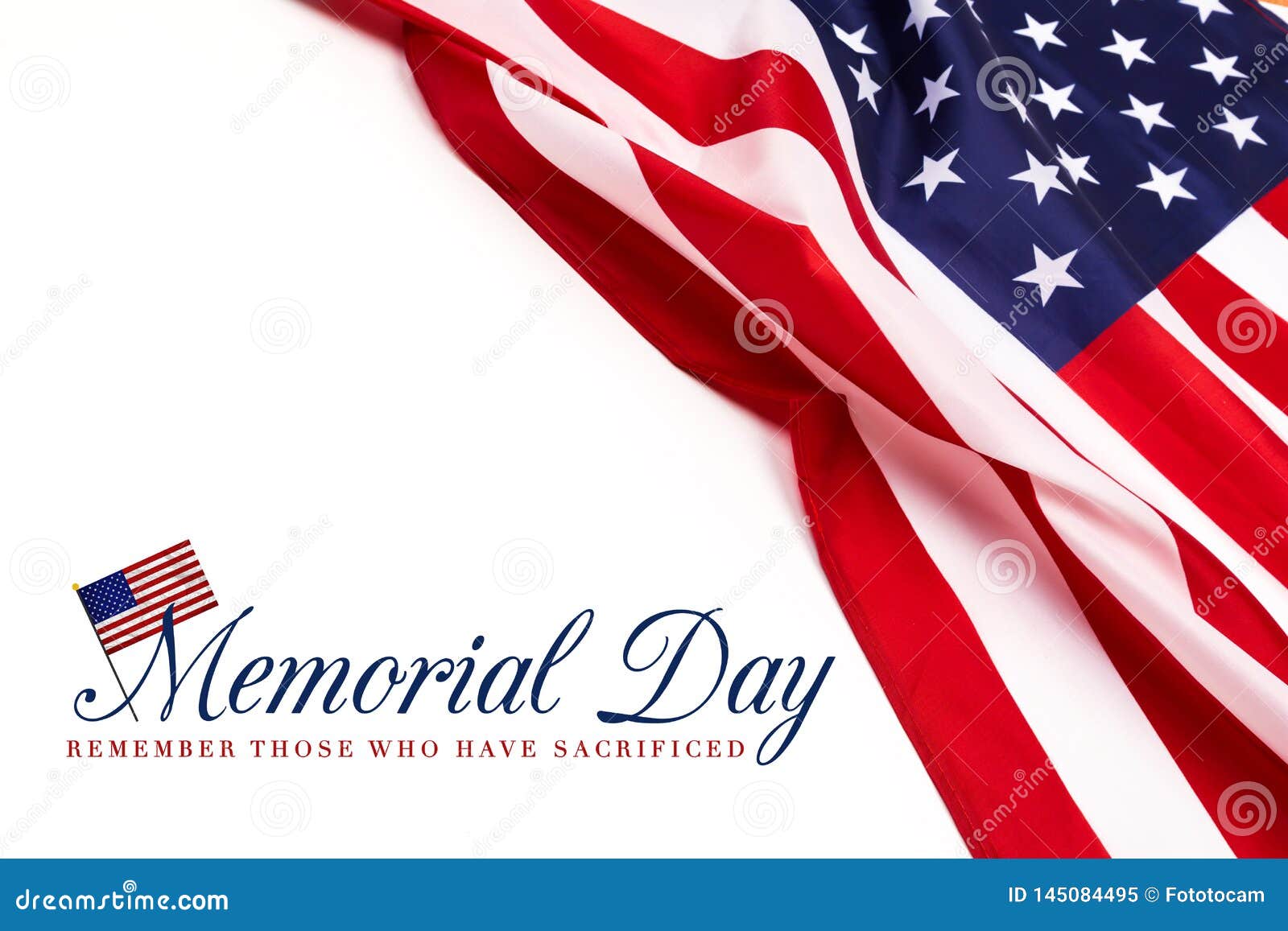 Text Memorial Day On American Flag Background Stock Image ...