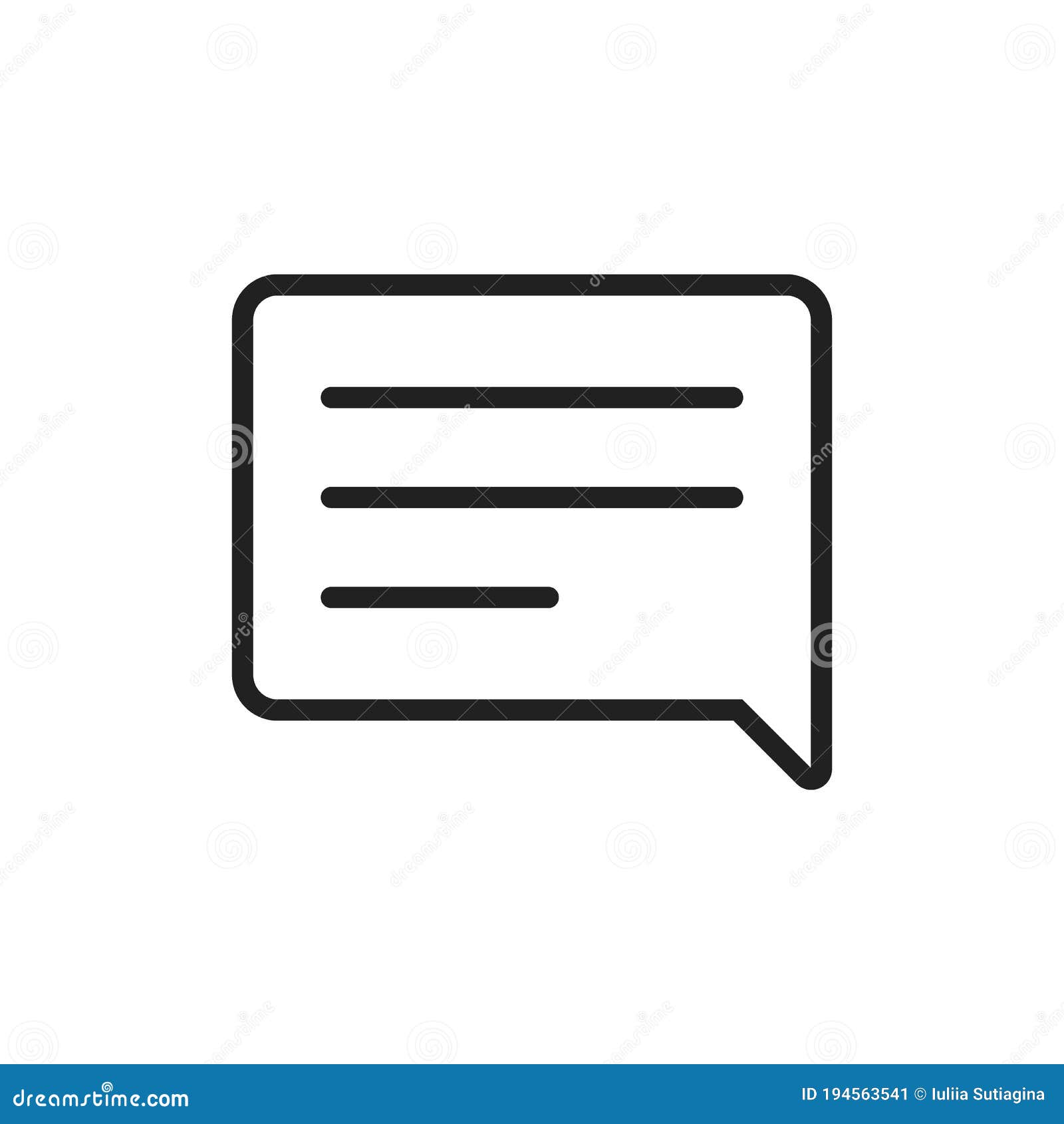 Text Message Black Line Icon. Sms, Speech Bubble Symbol. Vector Stock ...