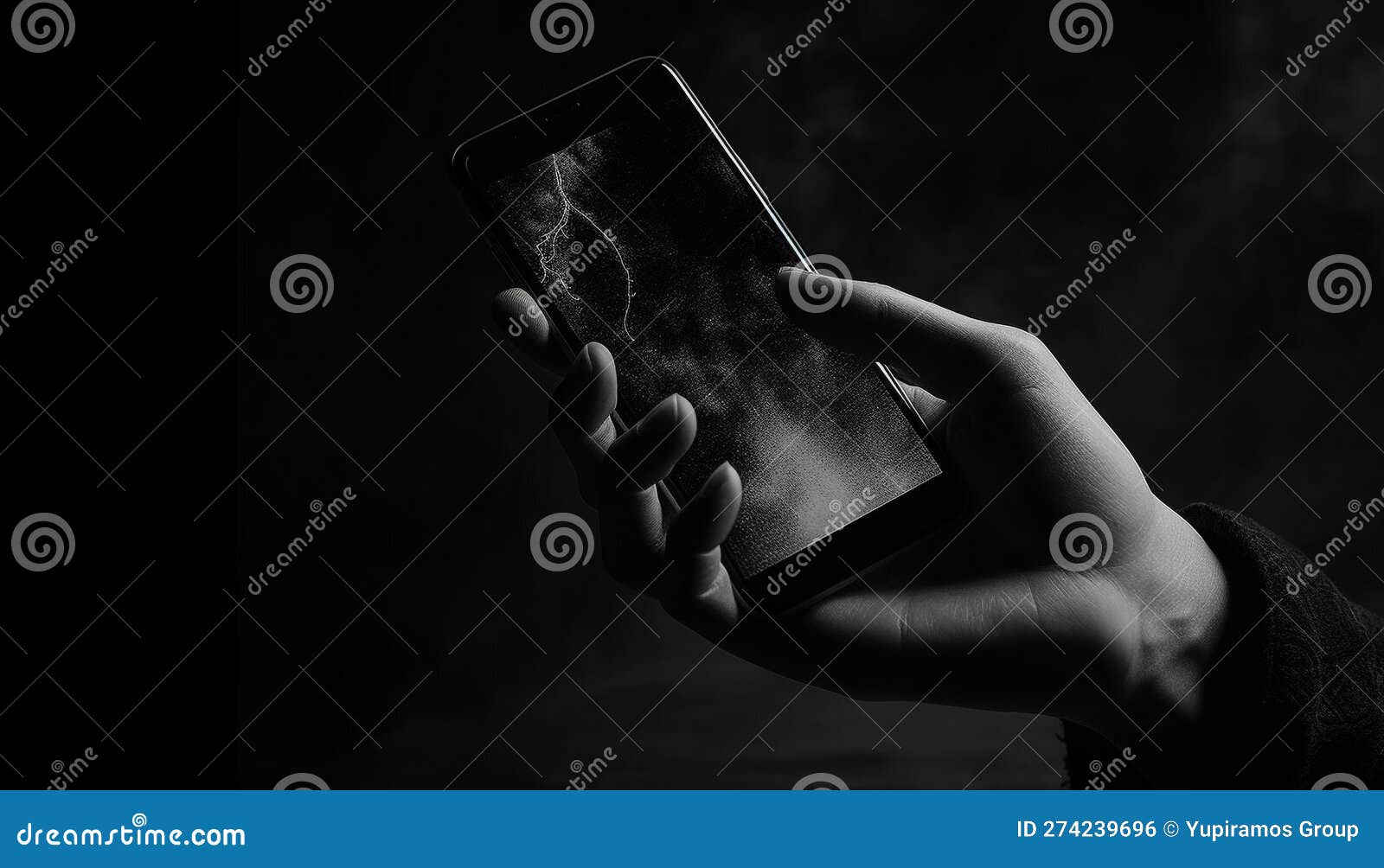 Text Message Broken, Finger Touching Blank Screen Generated by AI Stock ...