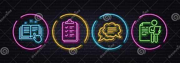 Text Message, Checklist and Technical Documentation Minimal Line Icons. for Web Application ...