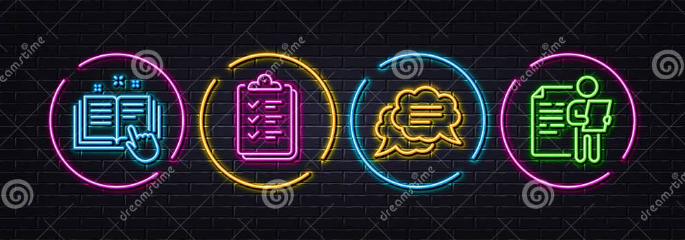 Text Message, Checklist and Technical Documentation Minimal Line Icons. for Web Application ...