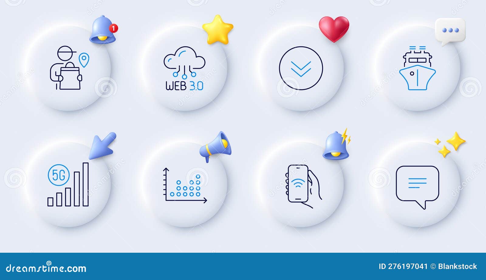 Dot Plot, Speech Bubble And Smile Face Icons Set. Smile Chat, Time ...