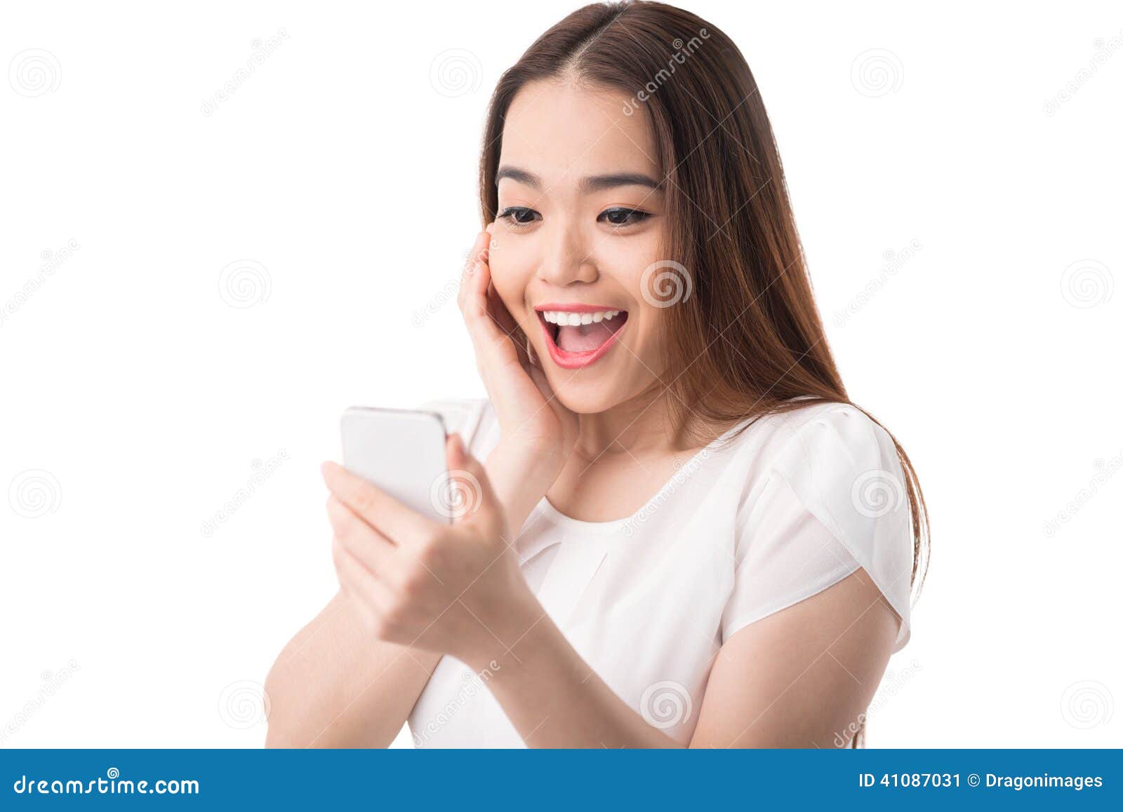 Text message stock image. Image of excited, female, lady - 41087031