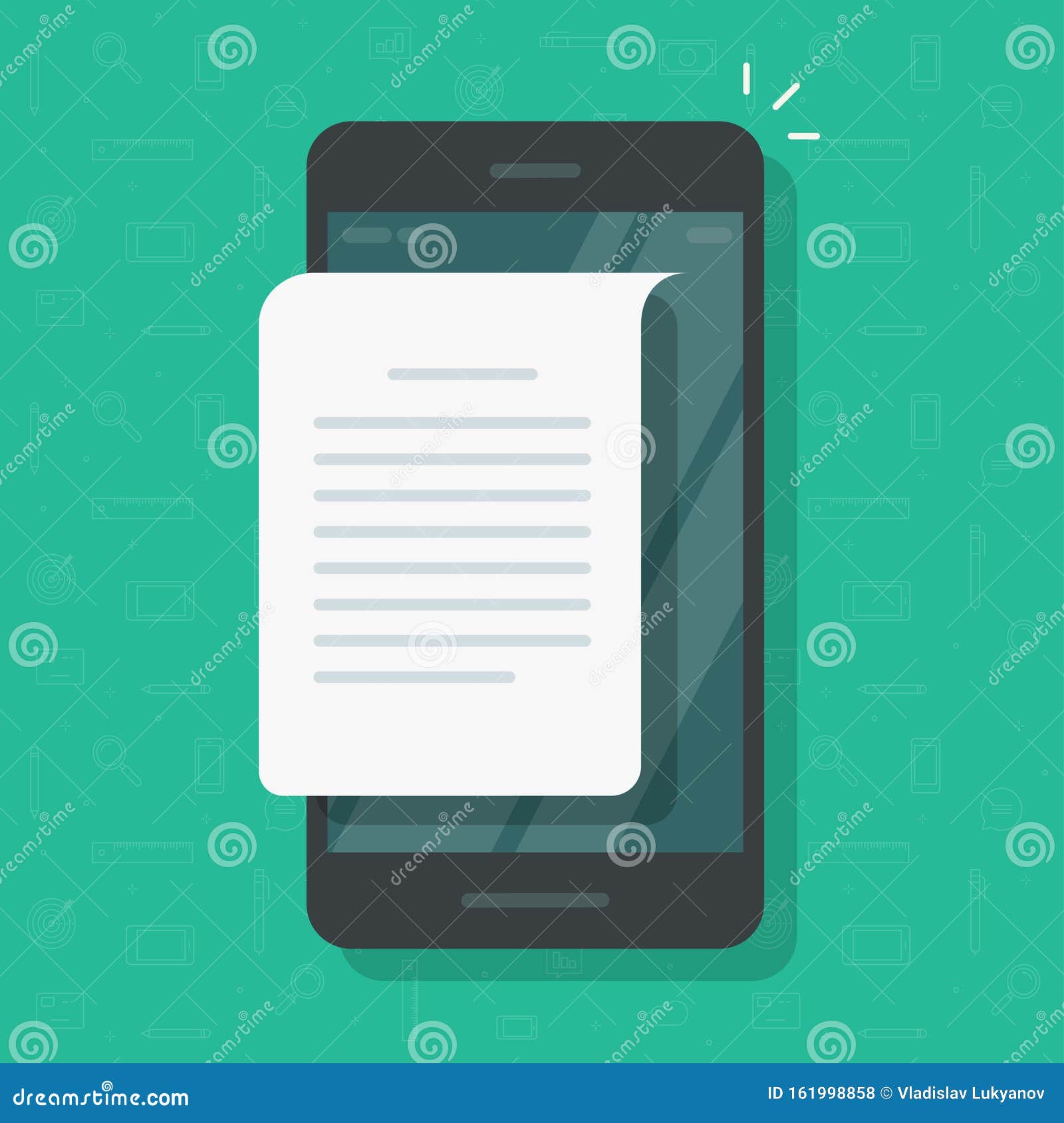 Text Message or File Reading on Cellphone or Mobile Phone Vector ...