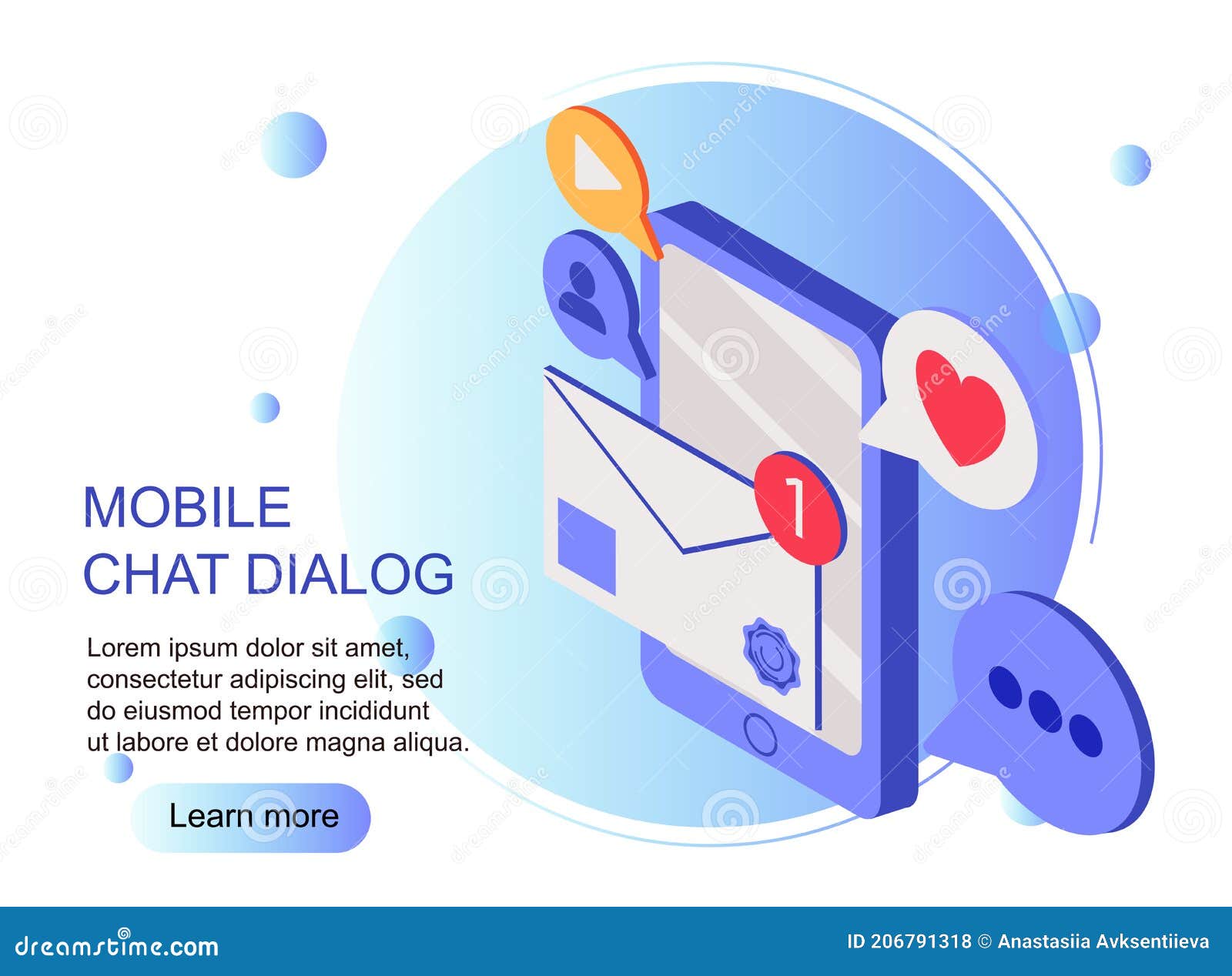 Text Message Isometric, Mobile Chat Dialog, Messenger Concept, Mobile ...