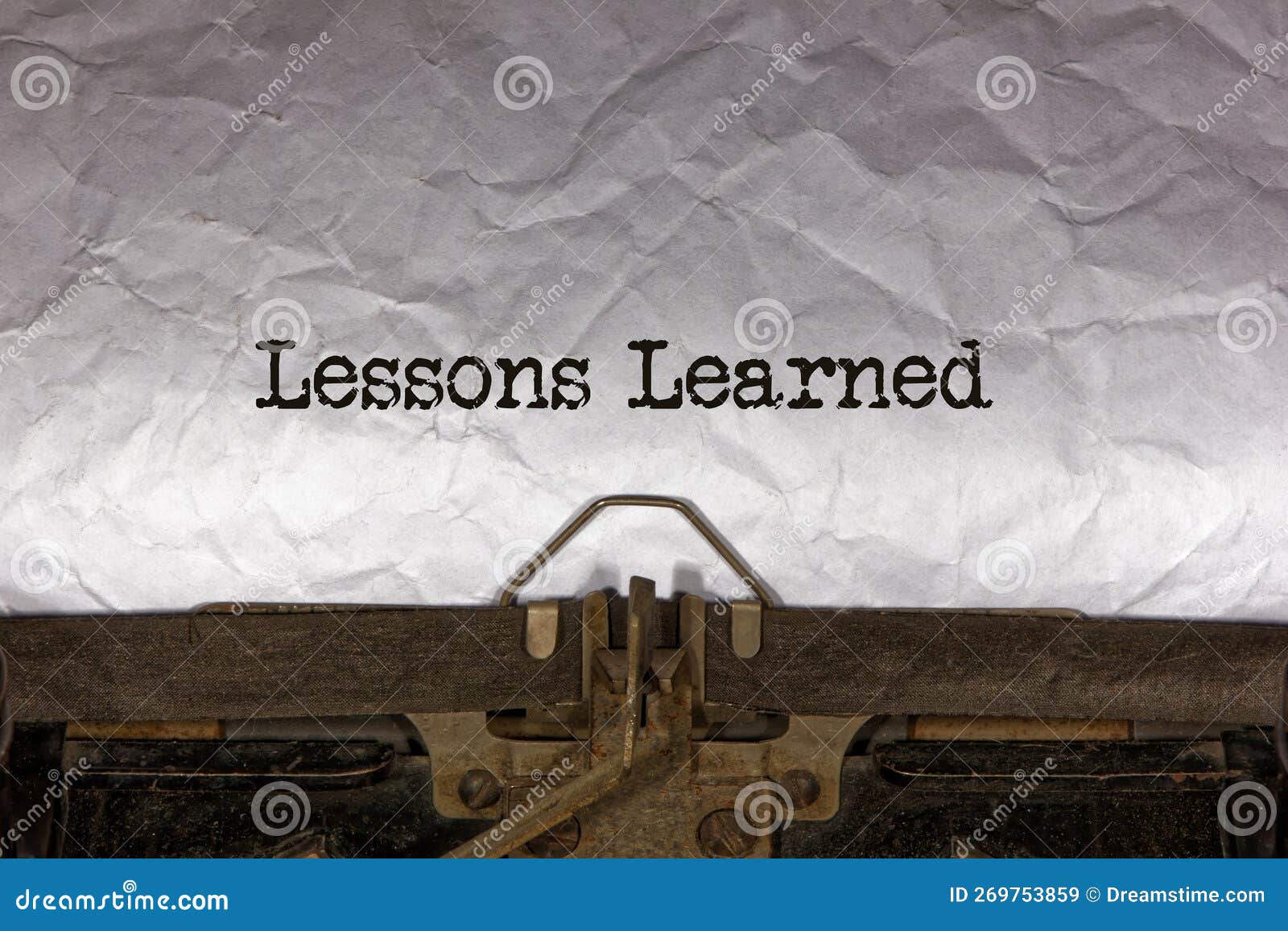 Text Message - Lessons Learned. Written with a Vintage Typewriter Stock ...