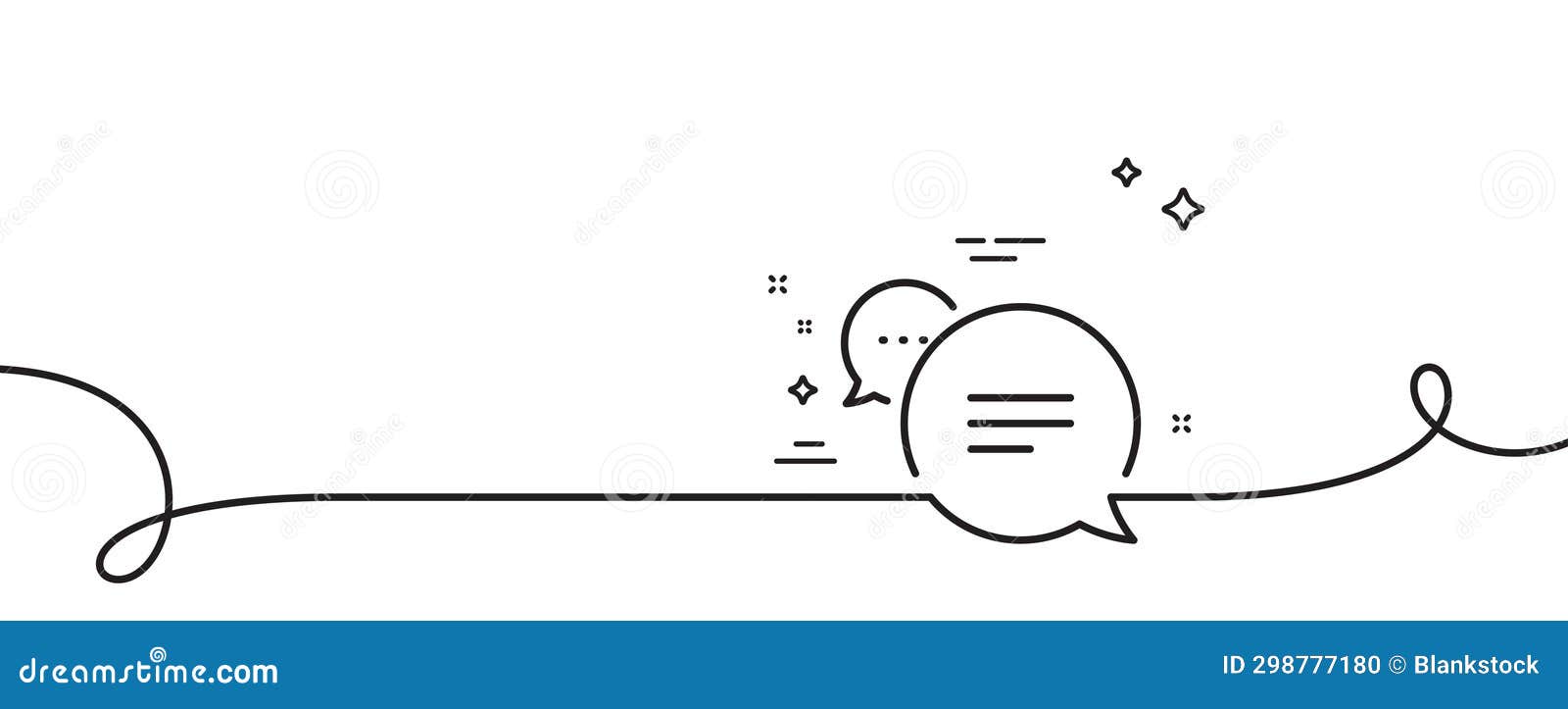 Text Message Line Icon. Chat Comment Sign. Speech Bubble. Continuous Line with Curl. Vector ...