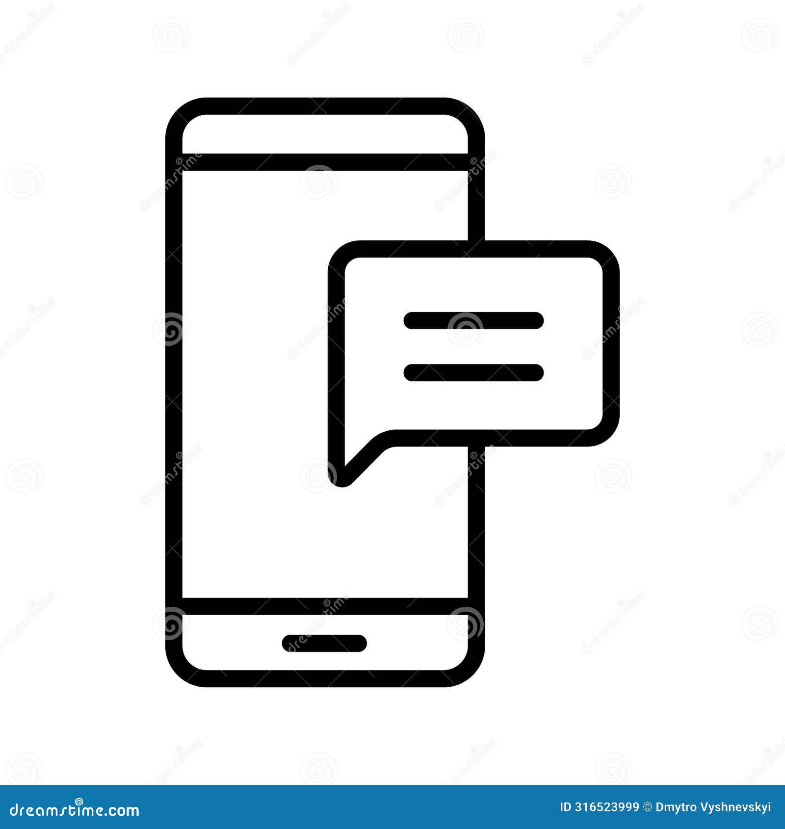 Text Message Outline Vector Icon Stock Illustration - Illustration of ...