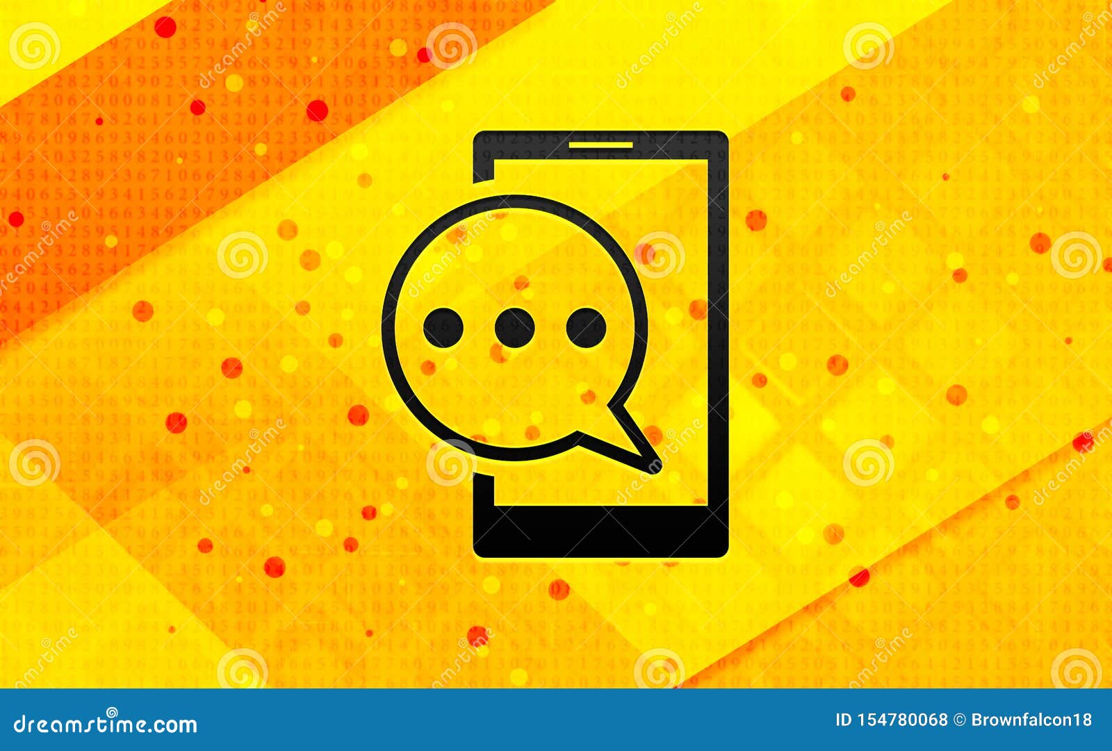 Text Message Phone Icon Abstract Digital Banner Yellow Background Stock ...