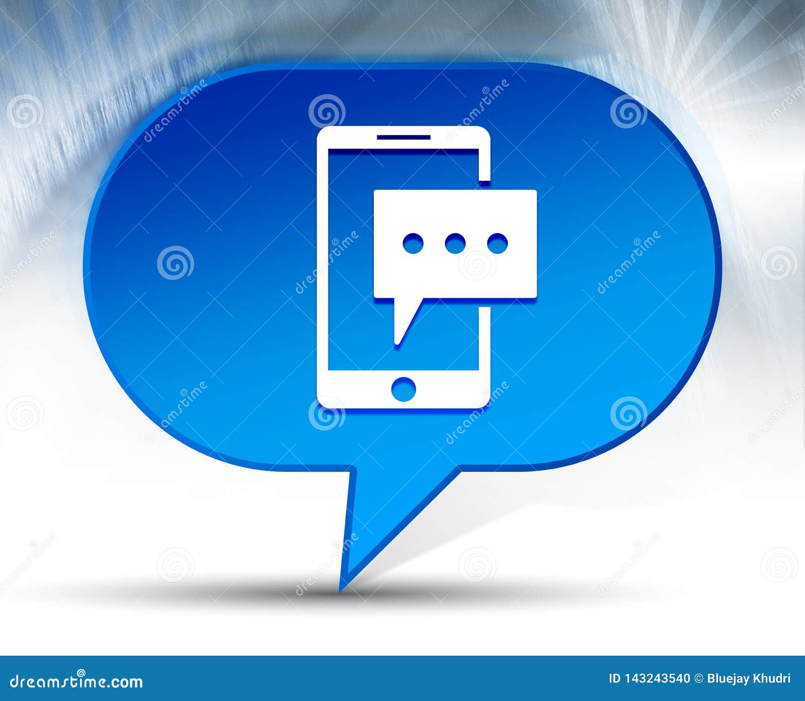 Text Message Phone Icon Blue Bubble Background Stock Illustration ...