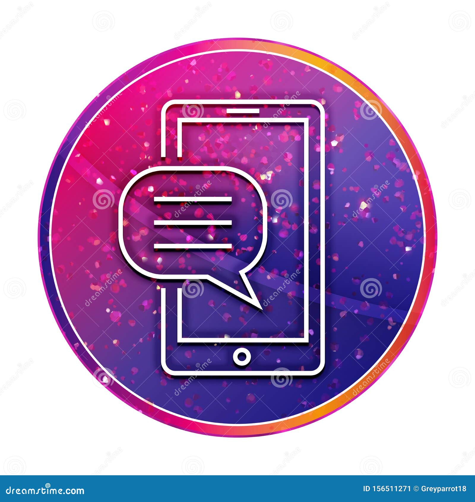 Text Message Phone Icon Creative Trendy Colorful Round Button ...