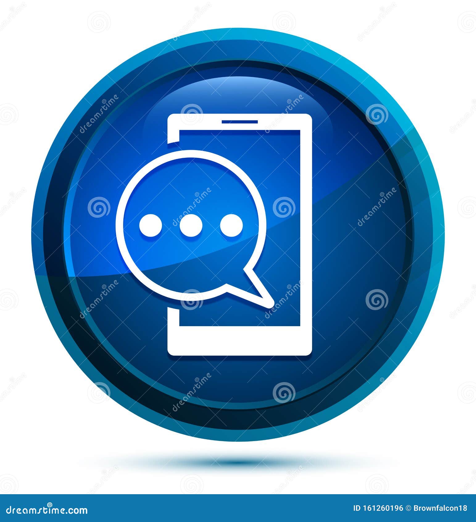 Text Message Phone Icon Elegant Blue Round Button Illustration Stock ...