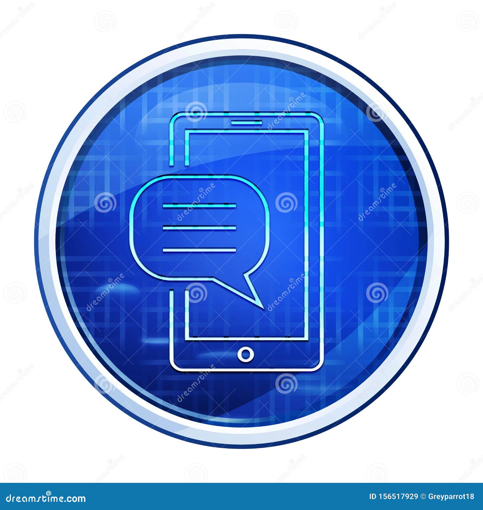 Text Message Phone Icon Futuristic Blue Round Button Vector ...