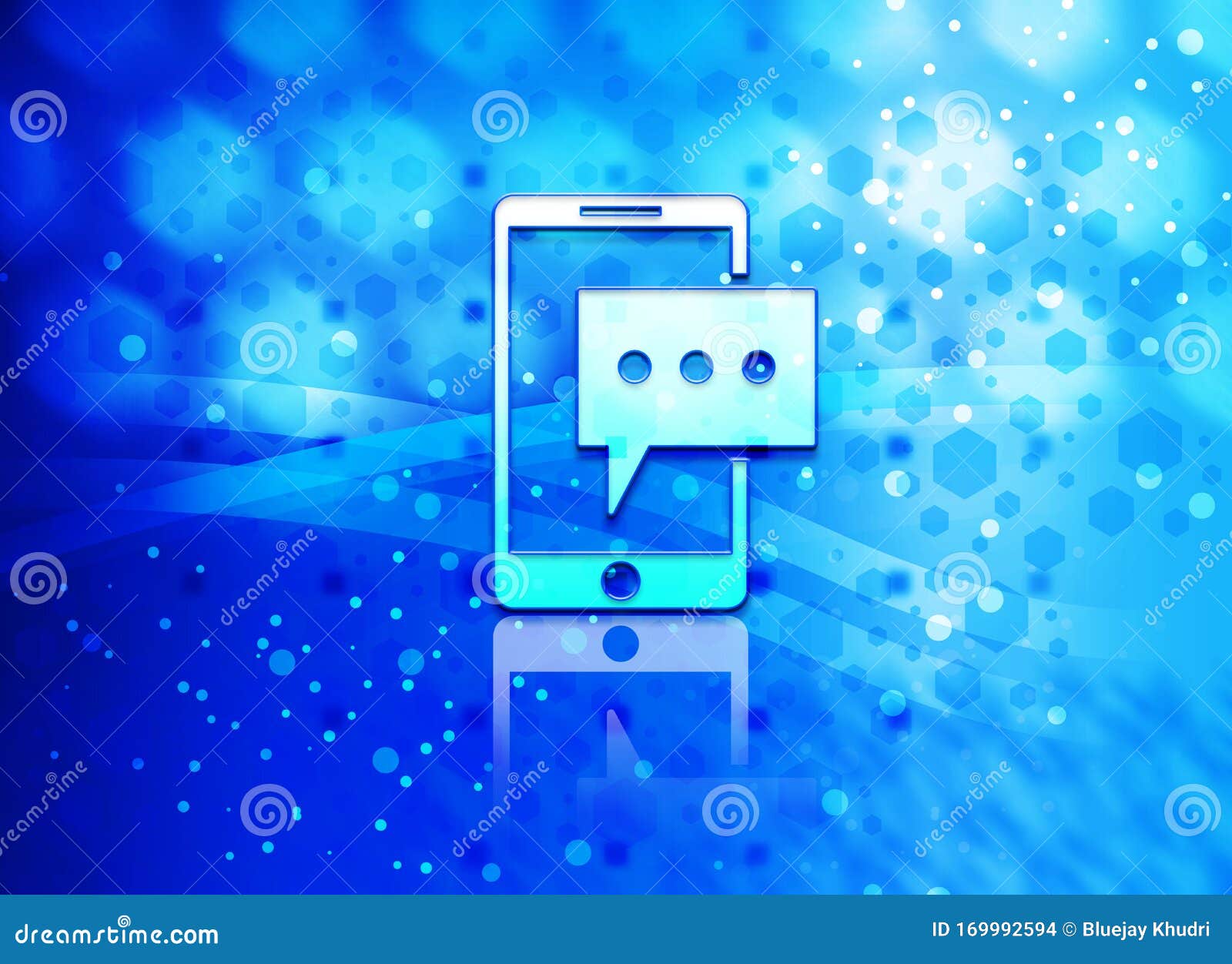 Text Message Phone Icon Abstract Light Cyan Blue Hexagon Pattern ...