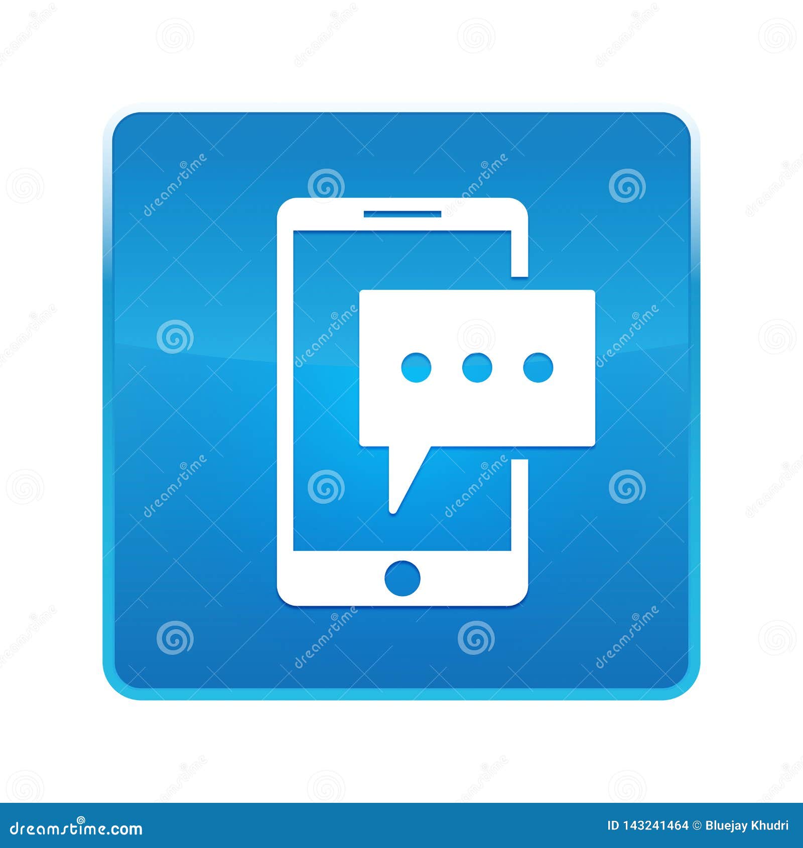 Text Message Phone Icon Shiny Blue Square Button Stock Illustration ...