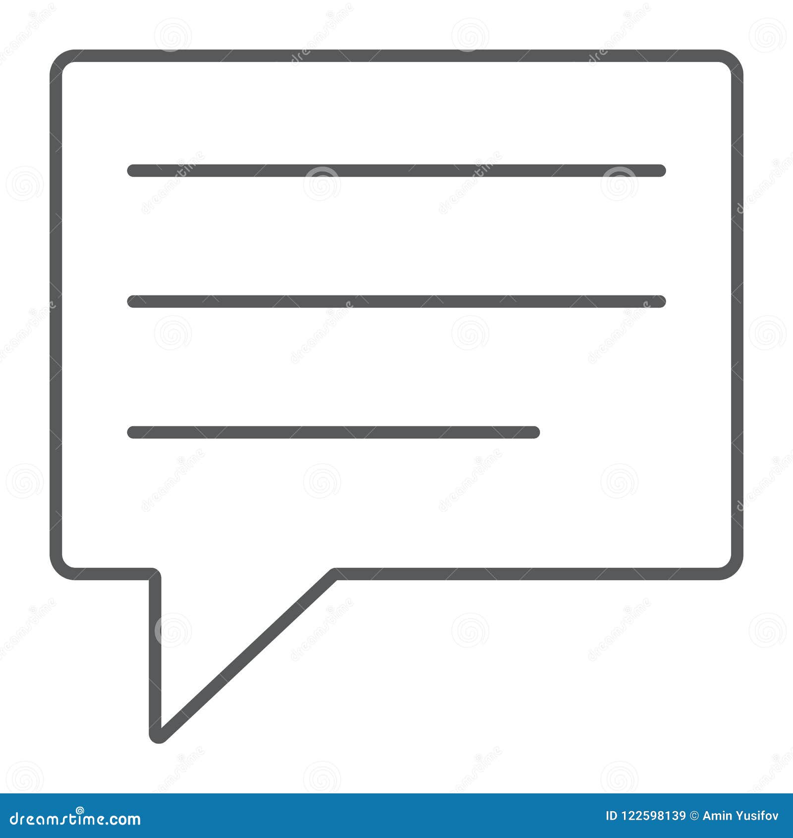 Text Message Thin Line Icon, Dialog and Chat Stock Vector ...