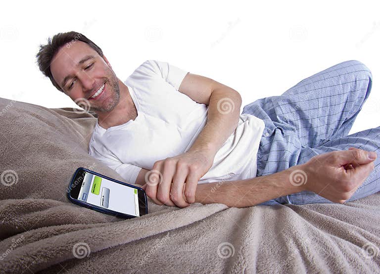 Text Messages in Bed stock image. Image of messaging - 40877609