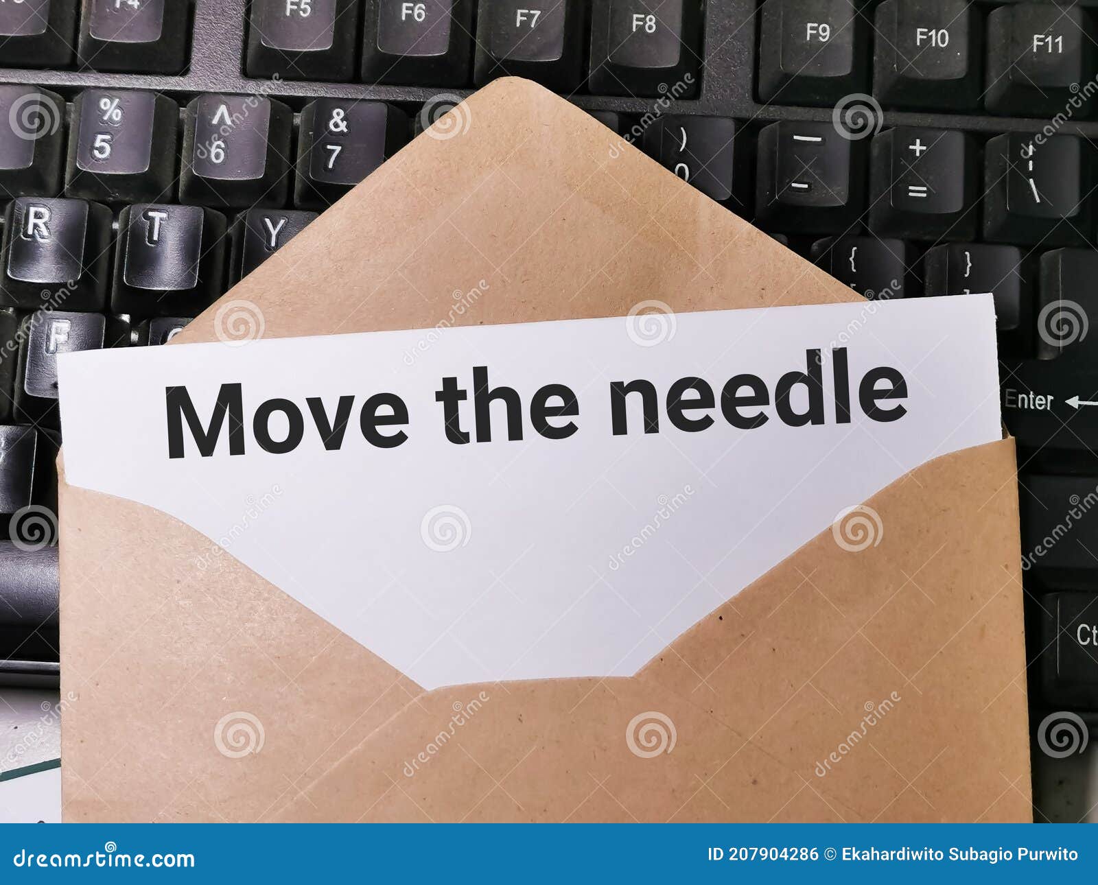 Text MOVE the NEEDLE Written on White Paper Note in the Envelope on ...