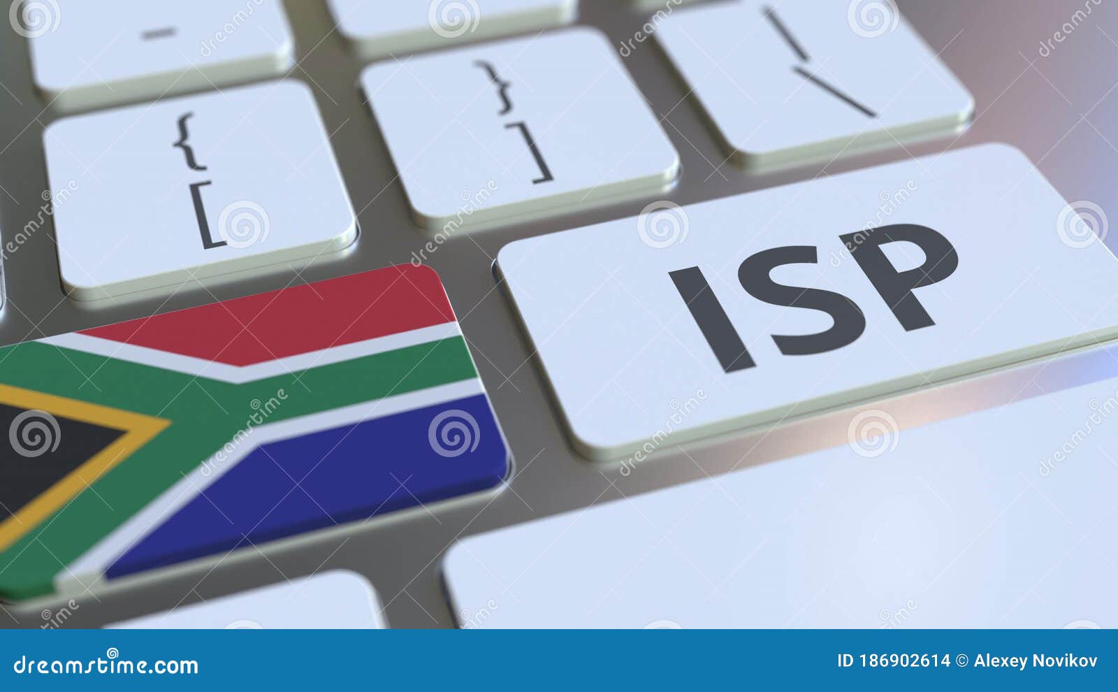 ISP or Internet Service Provider Text and Flag of South Africa on the ...
