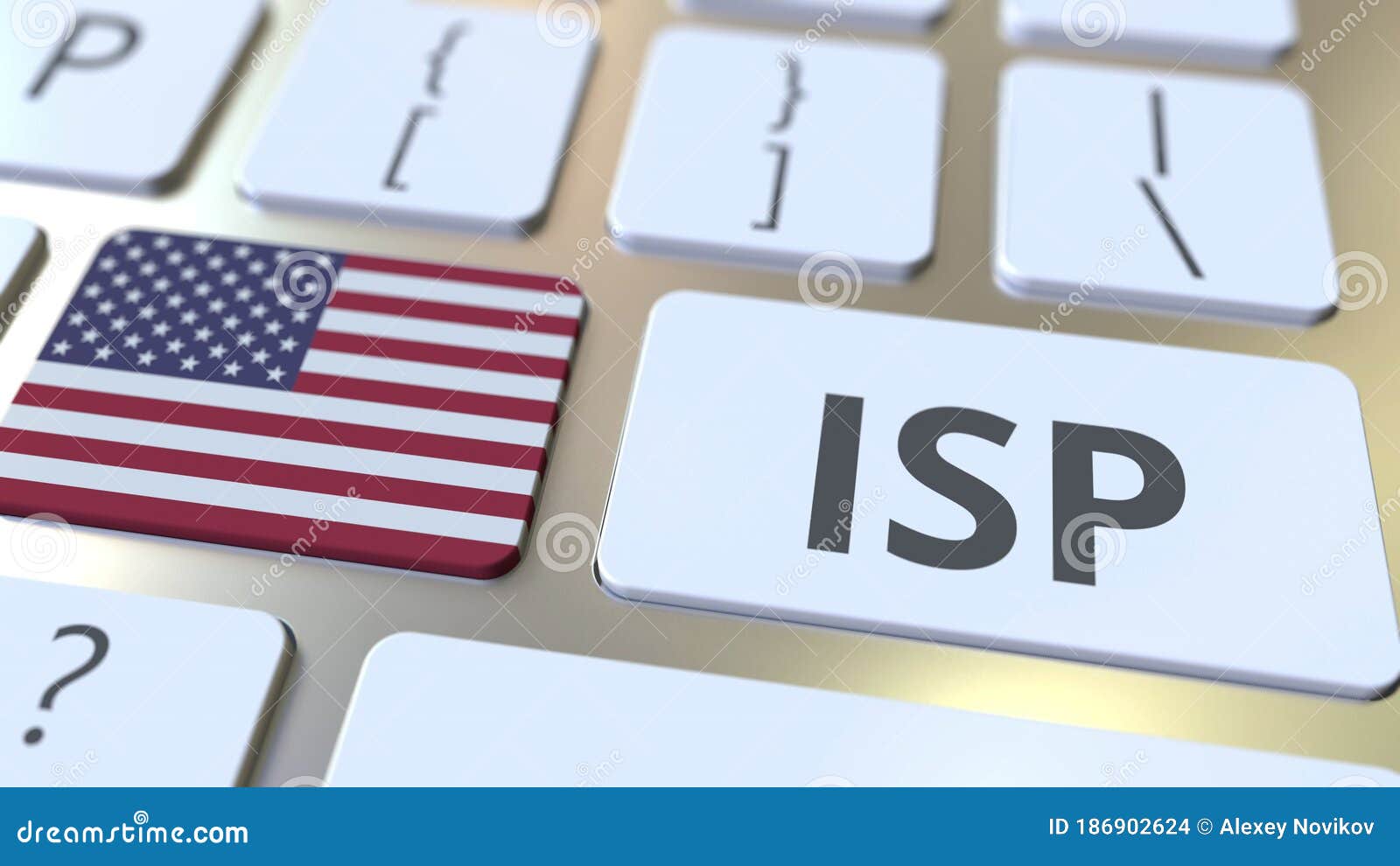 ISP or Internet Service Provider Text and Flag of the USA on the ...