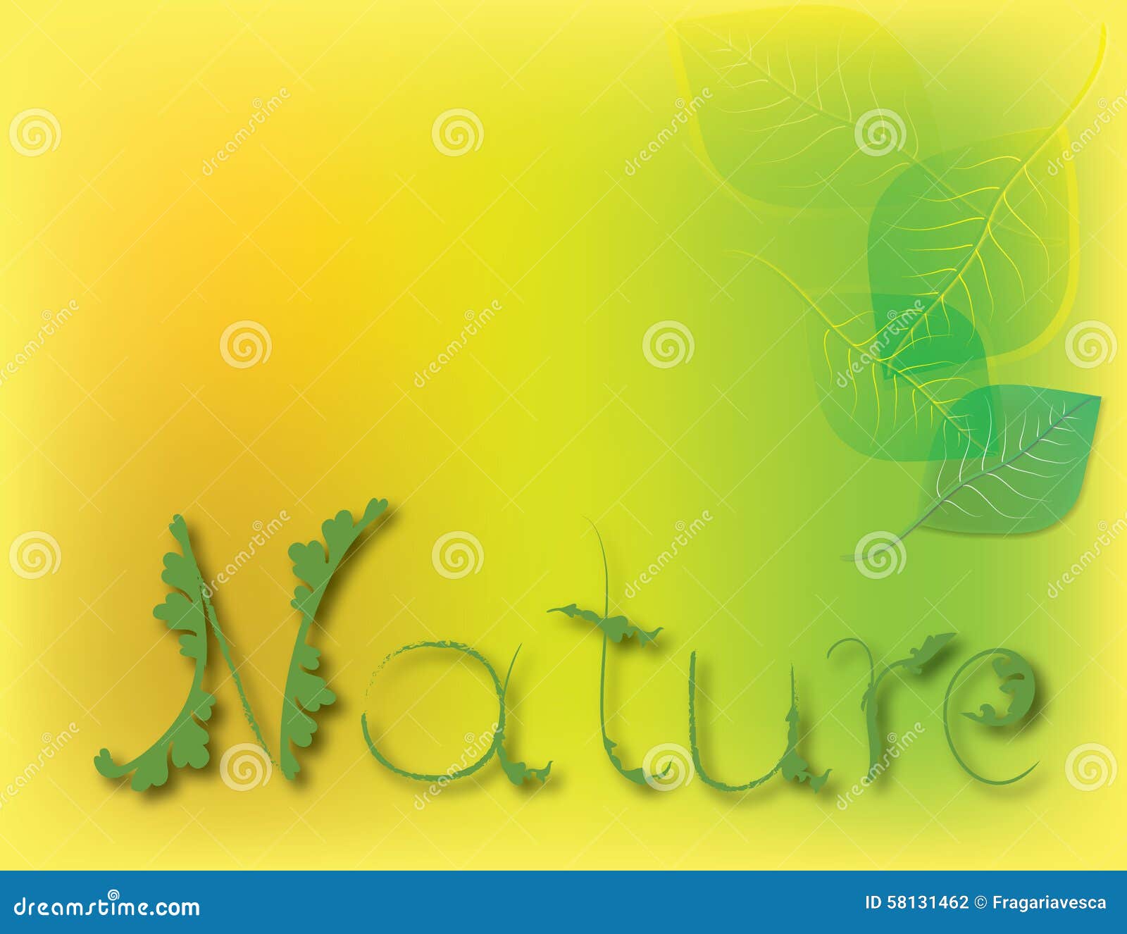 Text Nature with Leaves Vector Stock Illustration - Illustration of ...