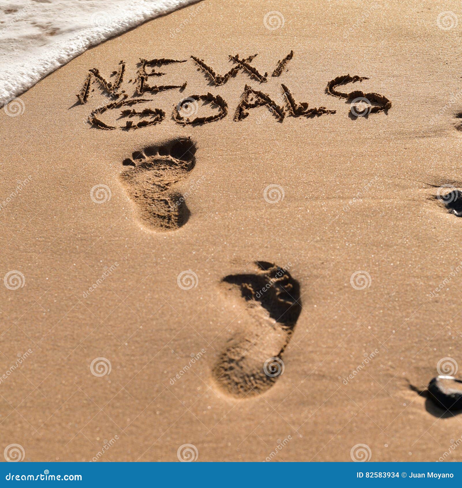 Text New Goals in the Sand of a Beach Stock Photo - Image of lifestyle ...