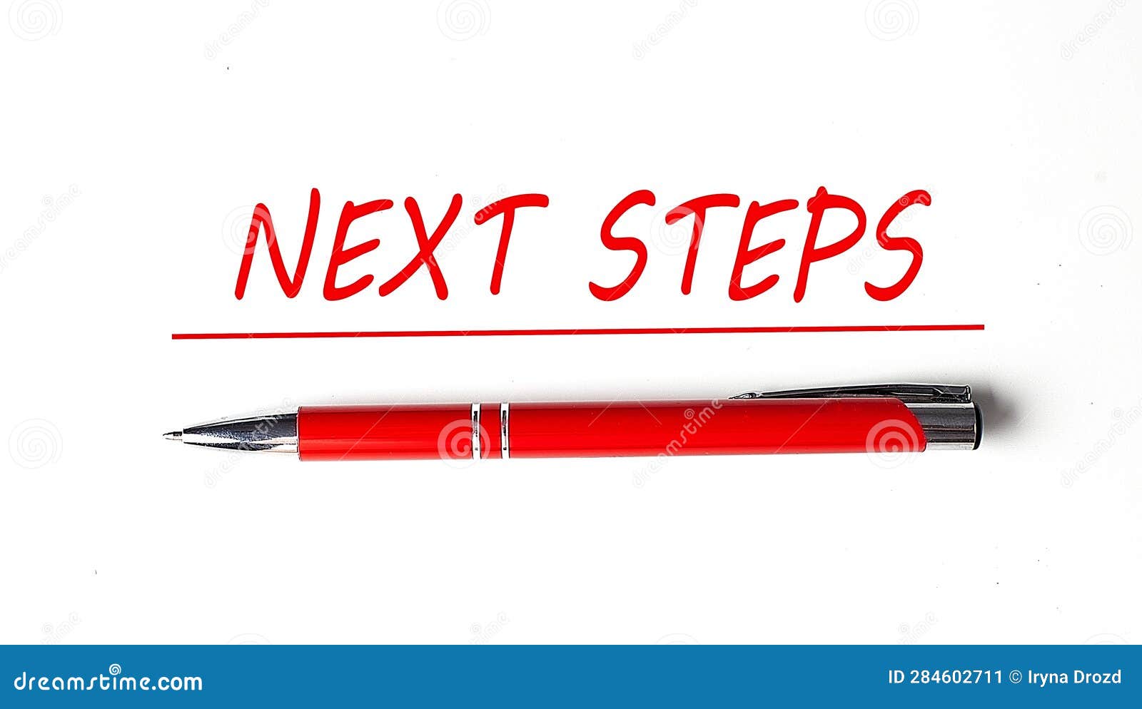 Text NEXT STEPS with Ped Pen on the White Background Stock Image ...