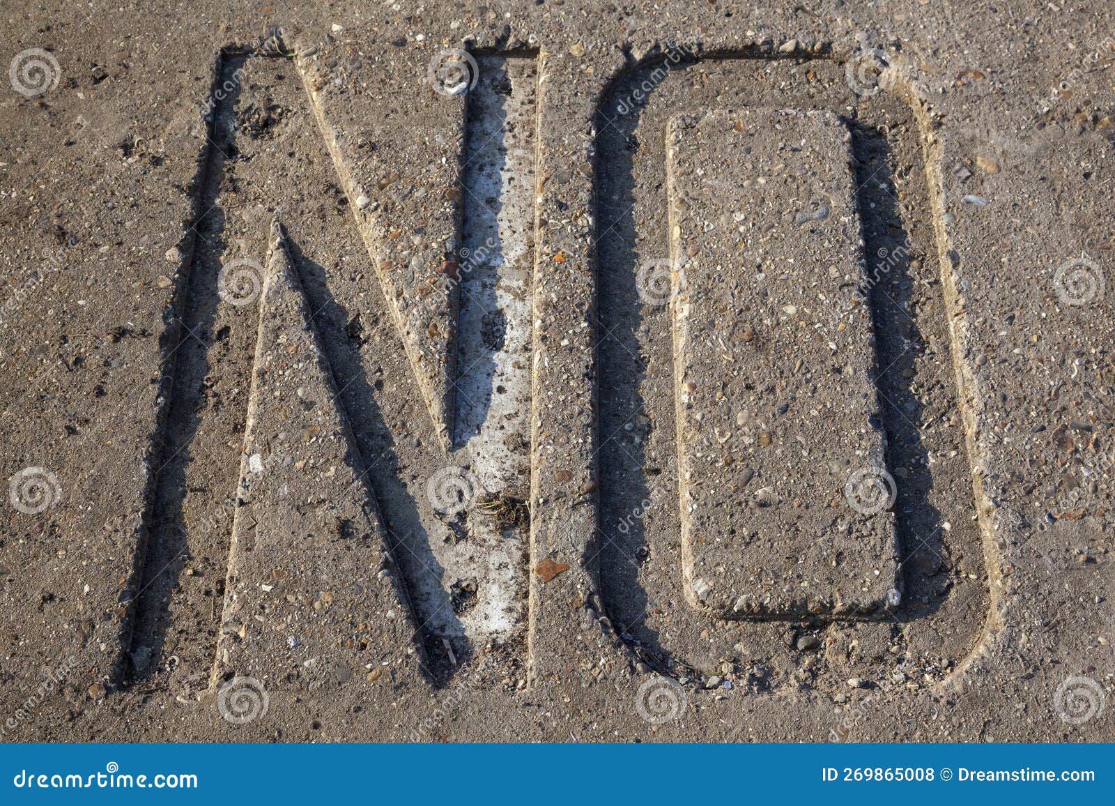 The Text No Embossed in Concrete Stock Photo - Image of text, closeup ...