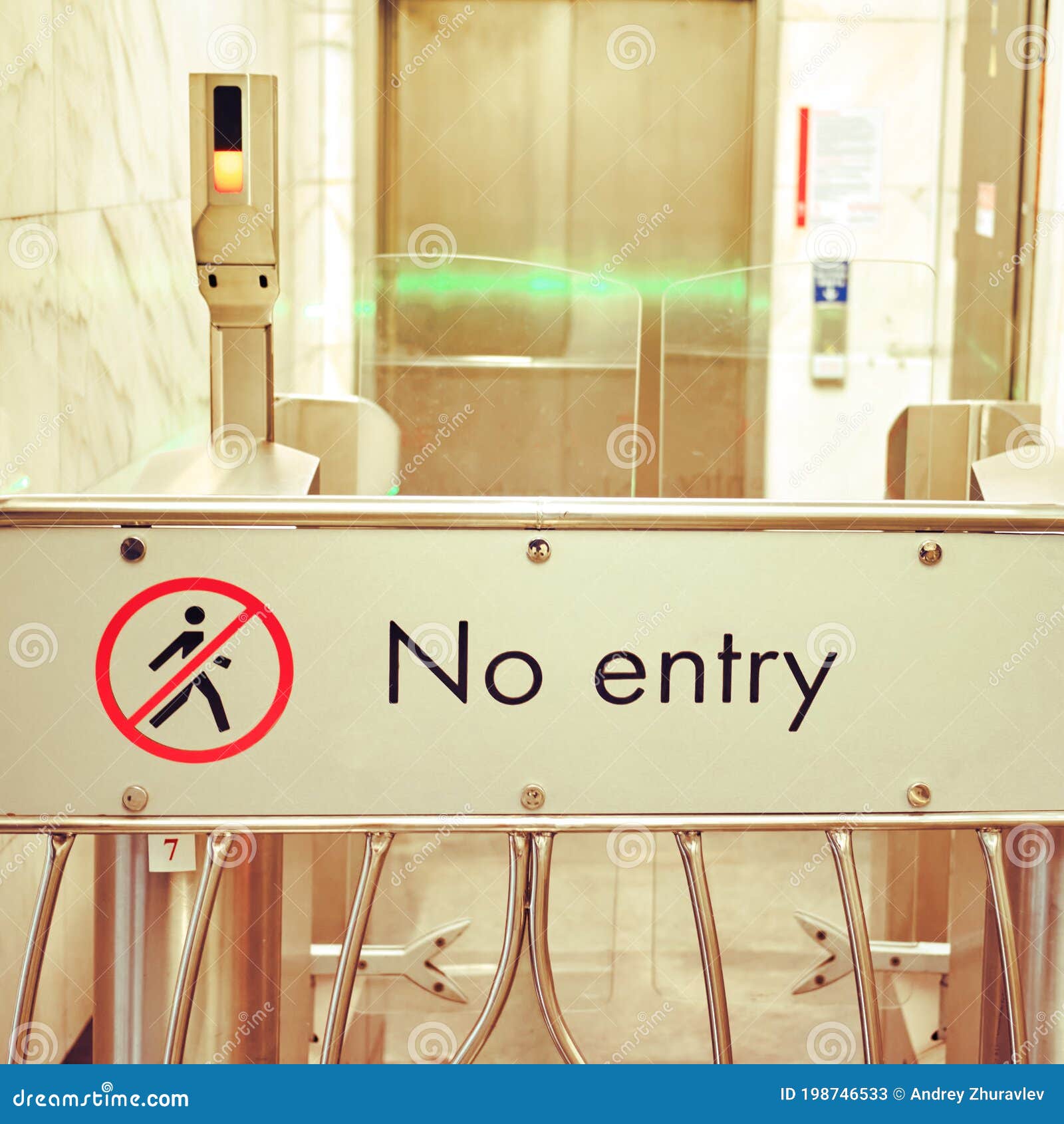 Text No Entry and Indoor the Closed Turnstile Stock Image - Image of ...