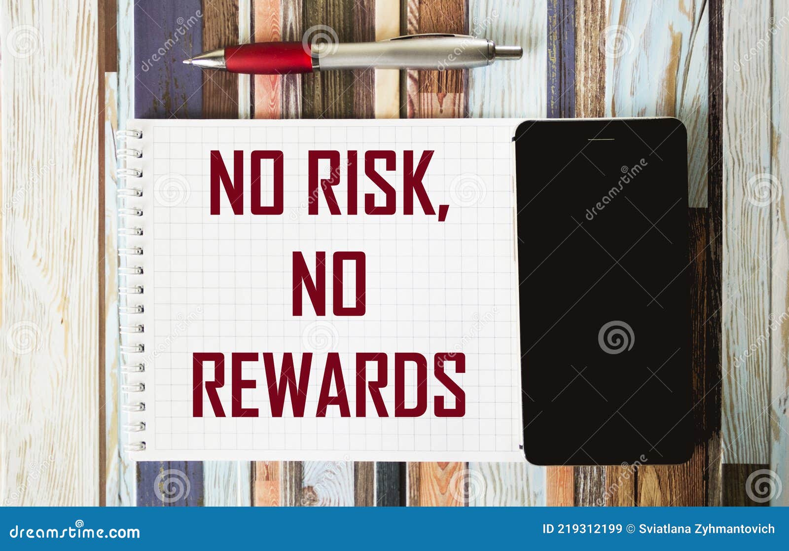 Text: No risk, no reward stock image. Image of investing - 219312199