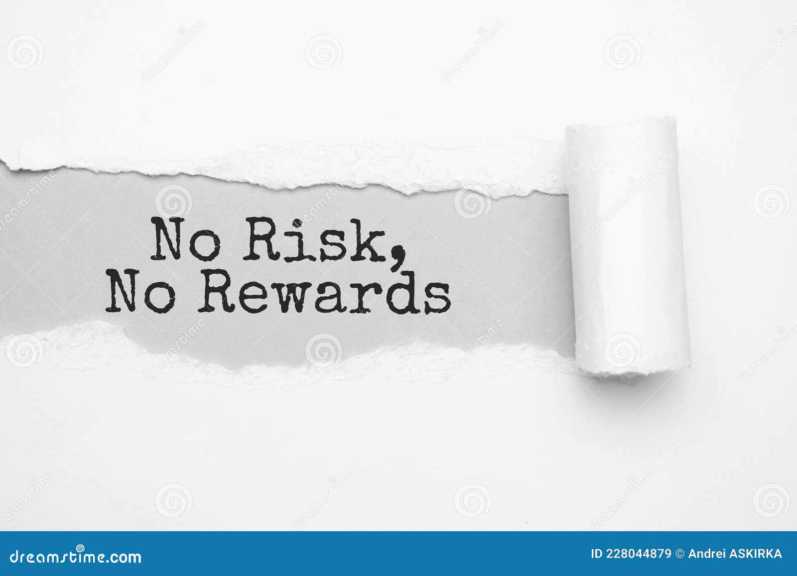 The Text No Risk, No Rewards Appearing Behind Torn Brown Paper Royalty ...
