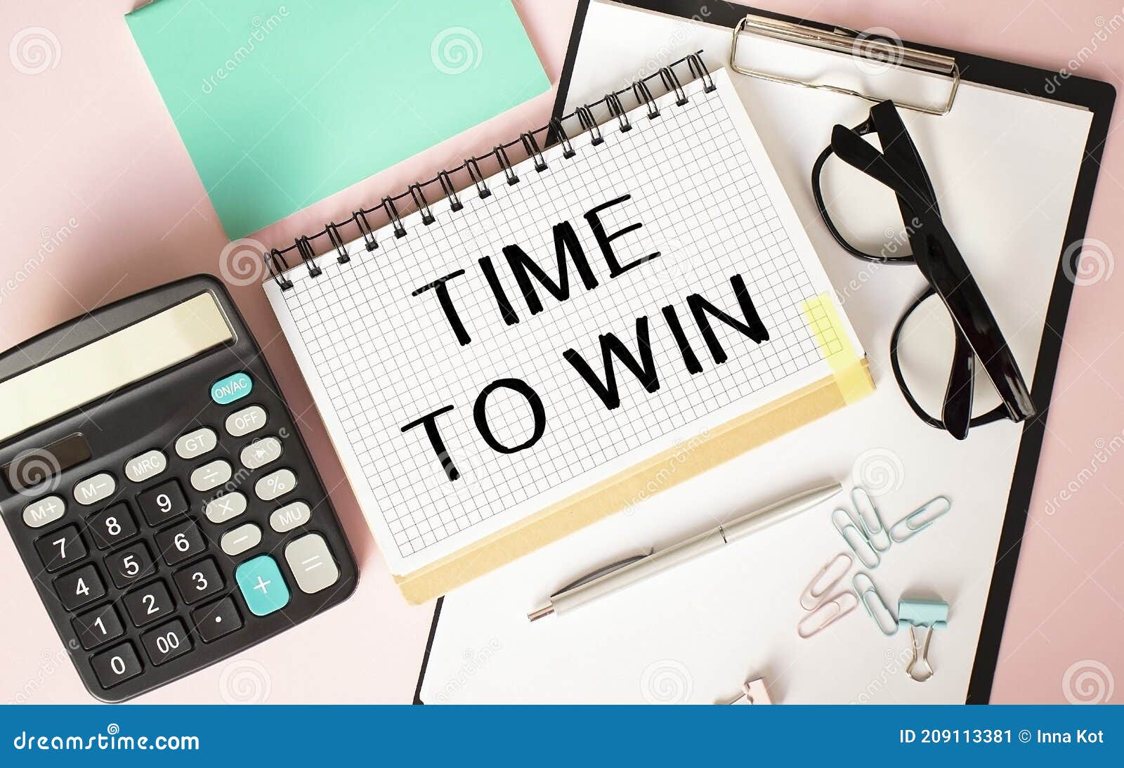 Text on Notepad Time To Win. Business Stock Image - Image of ...