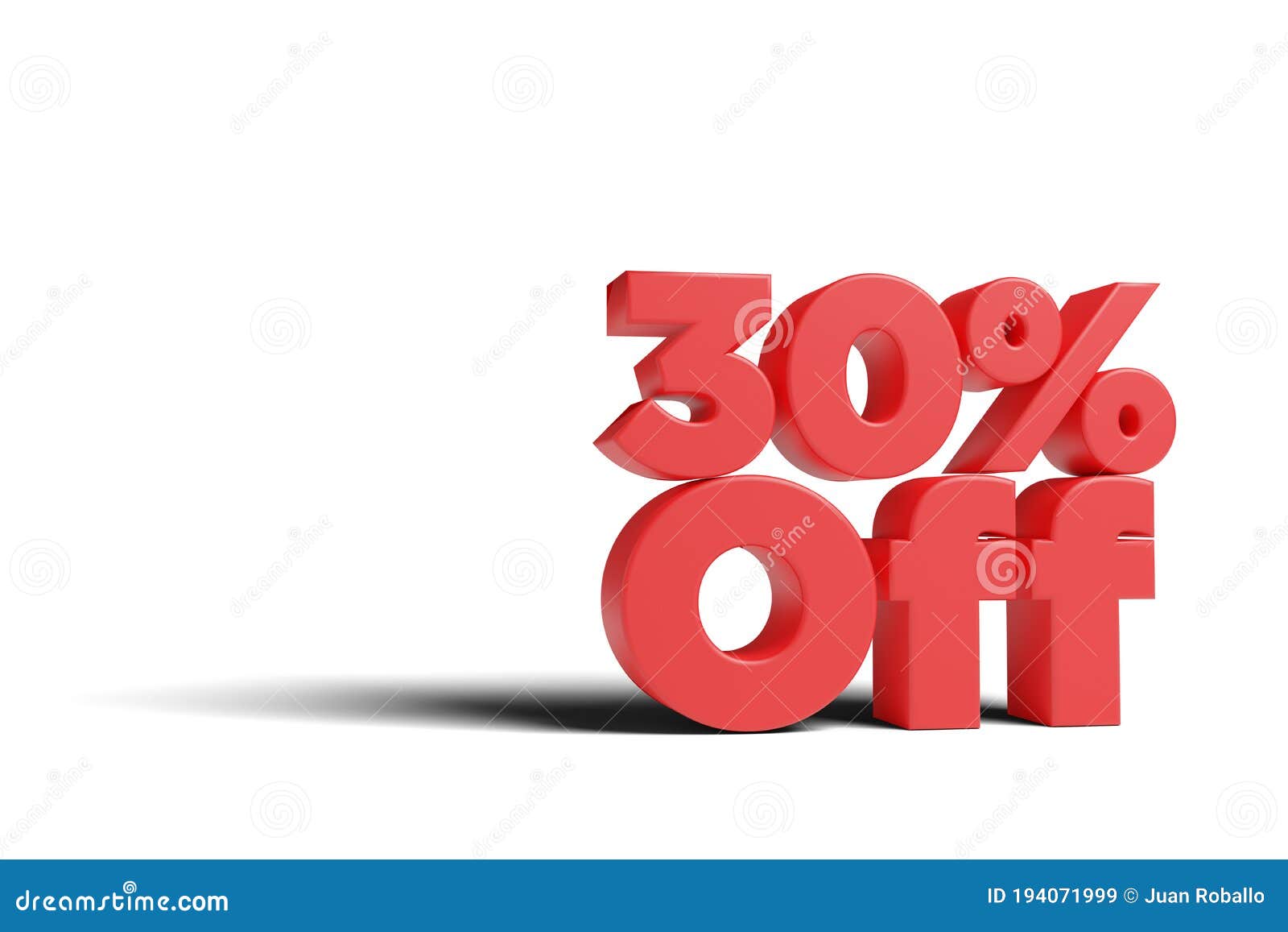 Text `30 Off` in 3 Dimensions on a White Background. Stock Illustration ...