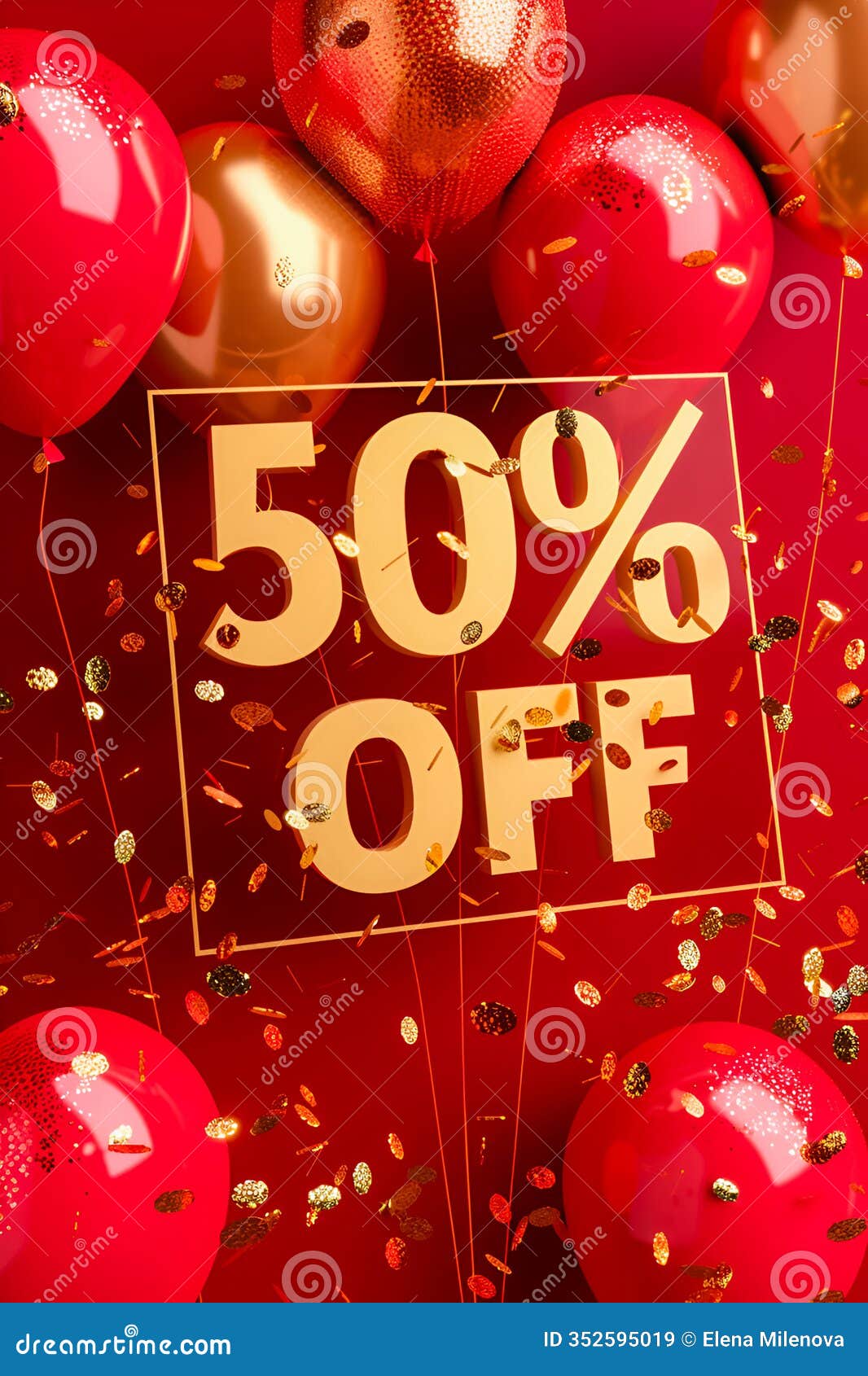 Text 50 OFF on Red Background Stock Image - Image of announcement ...
