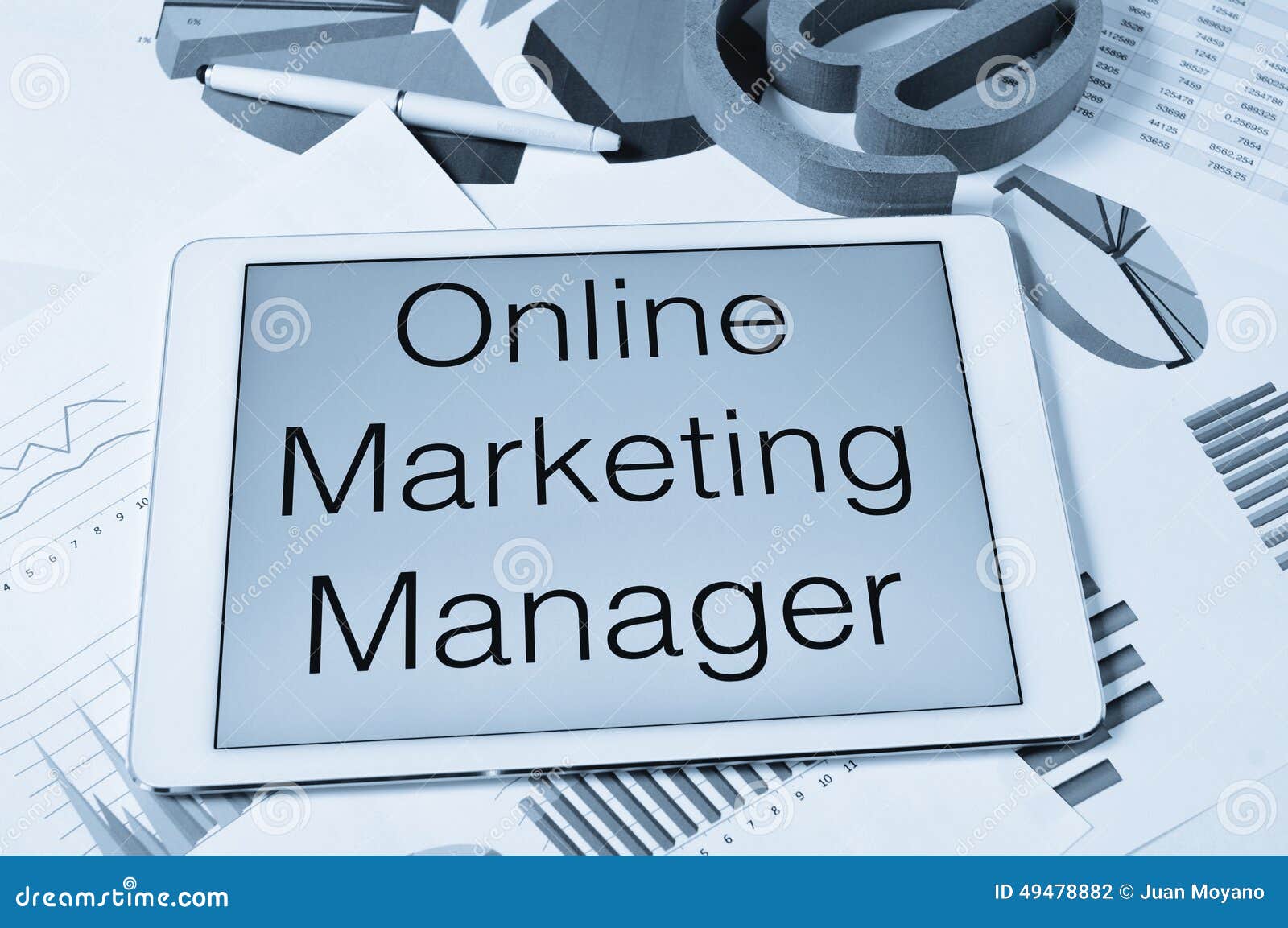 Text Online Marketing Manager in the Screen of a Tablet Stock Photo ...