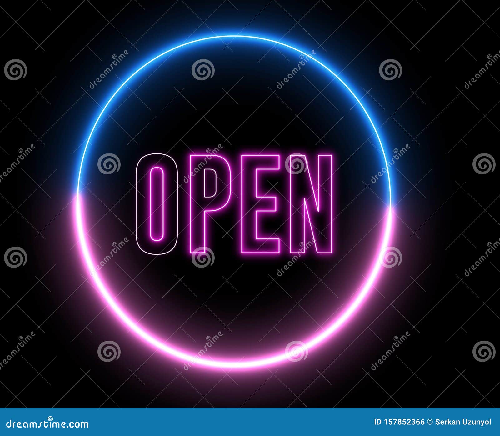 Text of `OPEN` with Neon Light Loop Animation. Abstract Creative Object ...