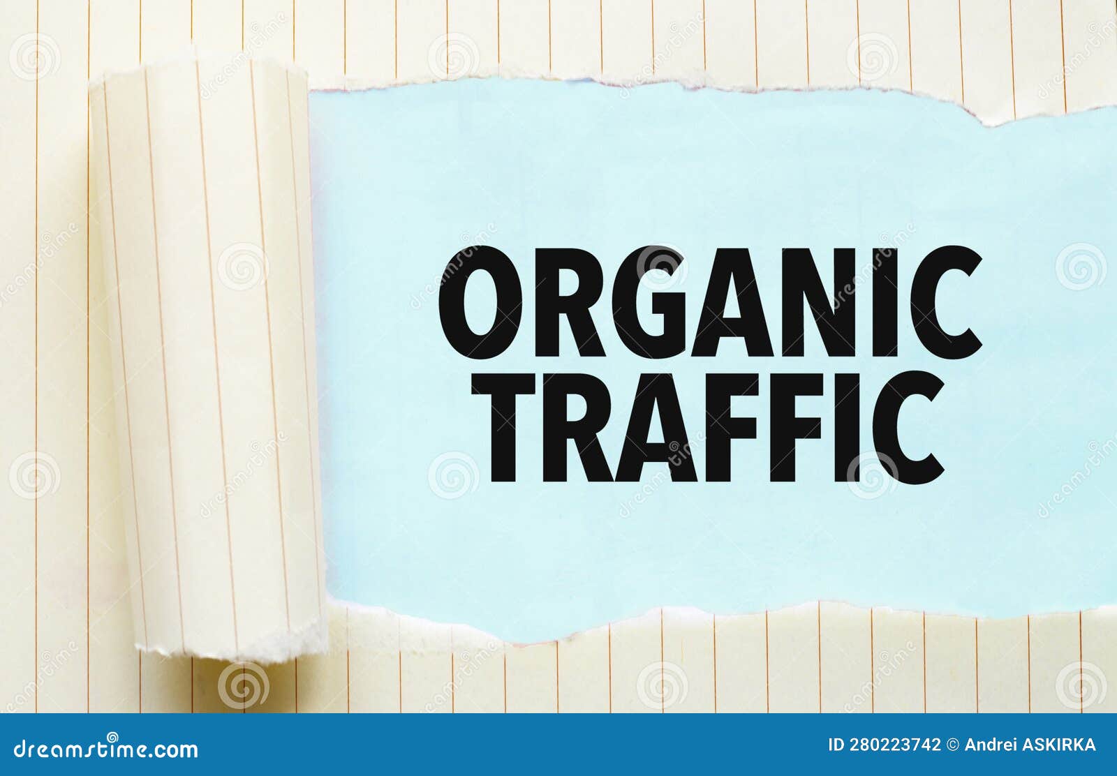 Text ORGANIC TRAFFIC Appearing Behind Torn White Paper Stock Photo ...